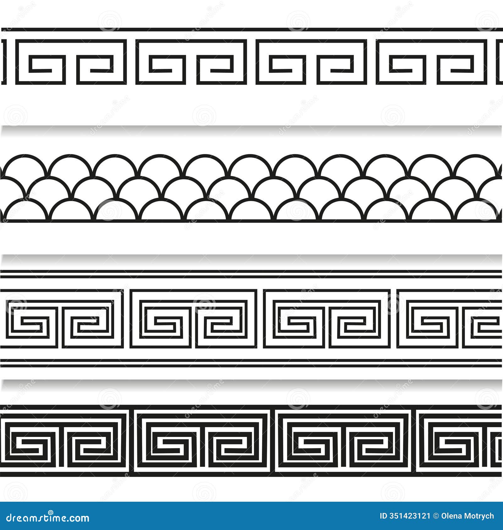 Horizontal Graphic Patterns Set. Chinese Outlines Patterns Borders ...