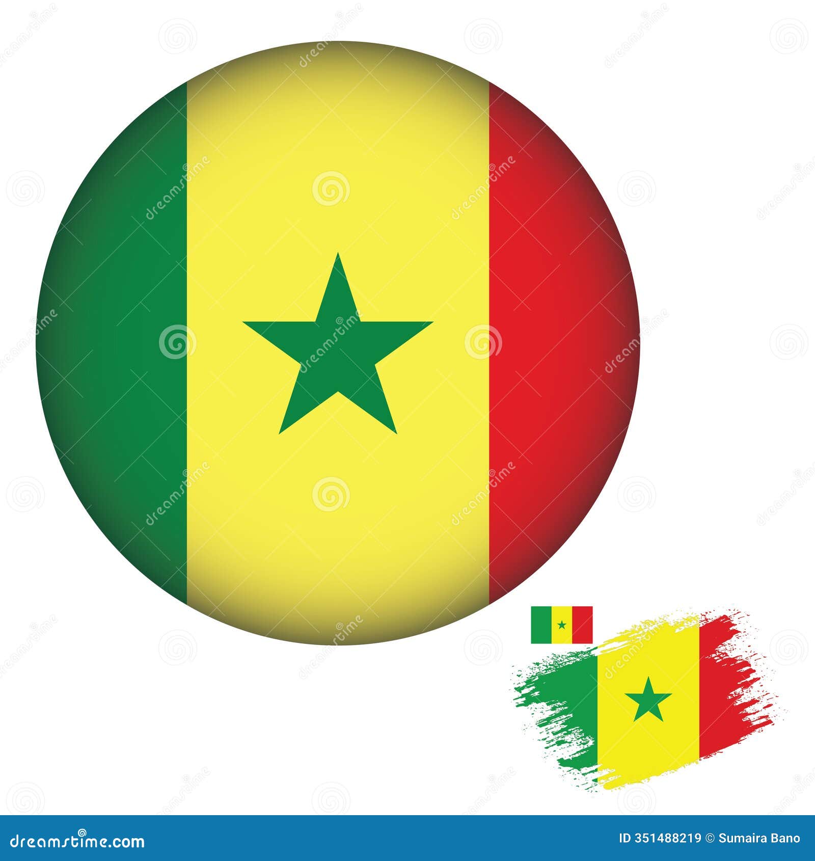 Senegal Flag Round Shape stock vector. Illustration of nation - 351488219