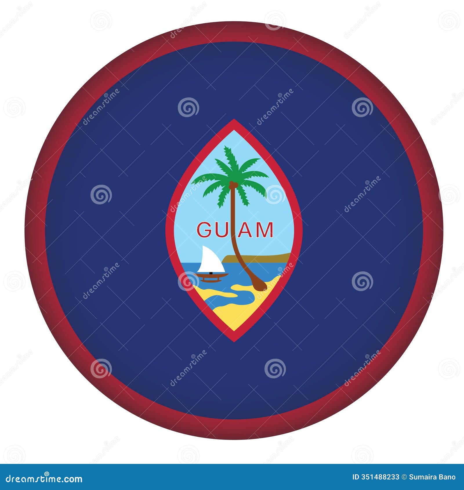 Guam Flag Round Shape stock vector. Illustration of emblem - 351488233