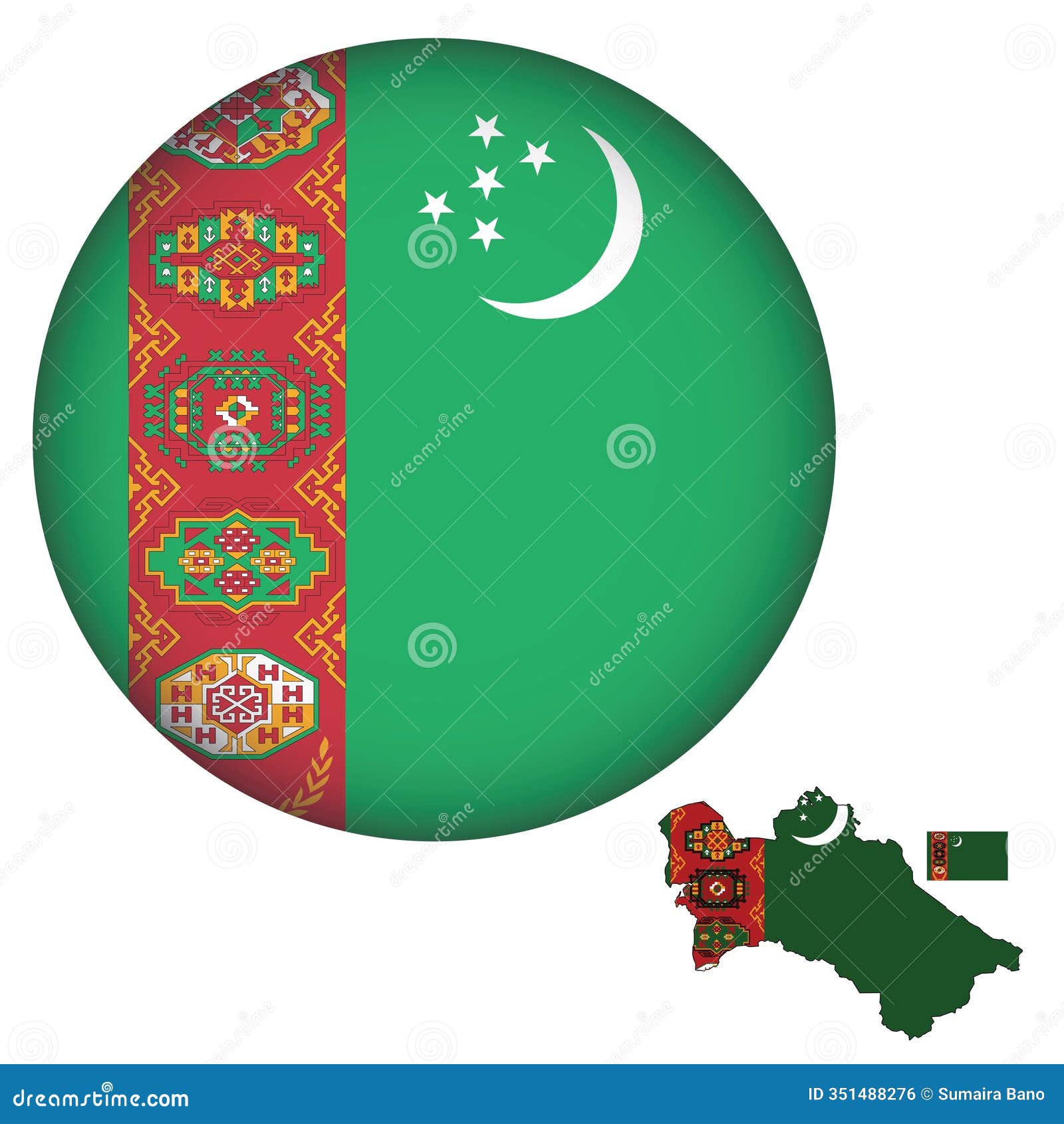 Turkmenistan Flag Waving Symbol Turkmen Stock Photography ...