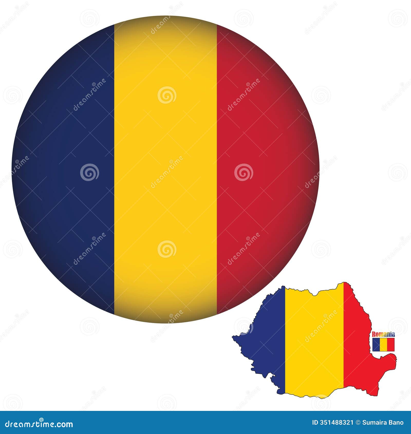 Romania Flag Round Shape stock vector. Illustration of nation - 351488321