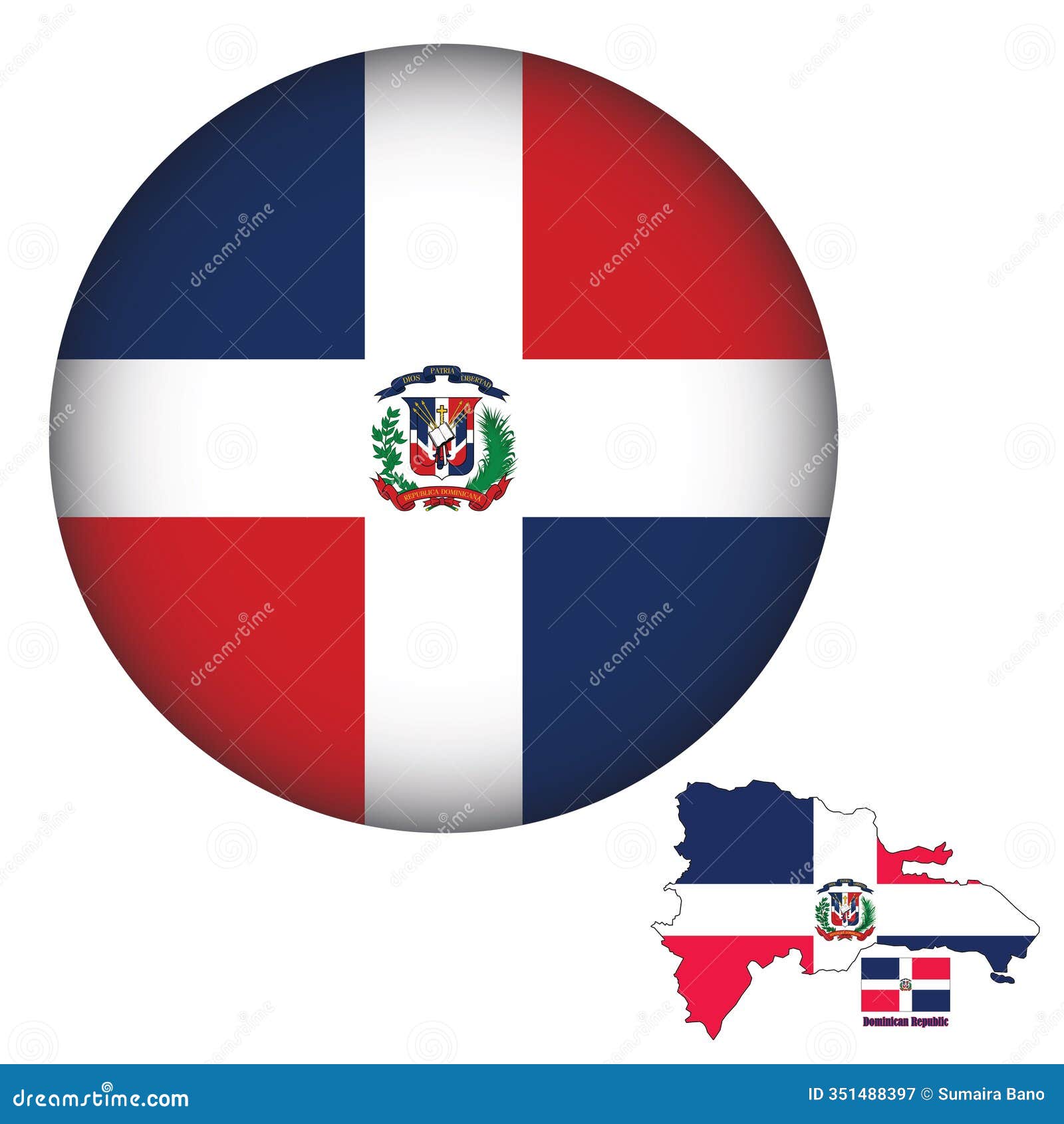 Dominican Republic Flag Round Shape Stock Vector - Illustration of ...