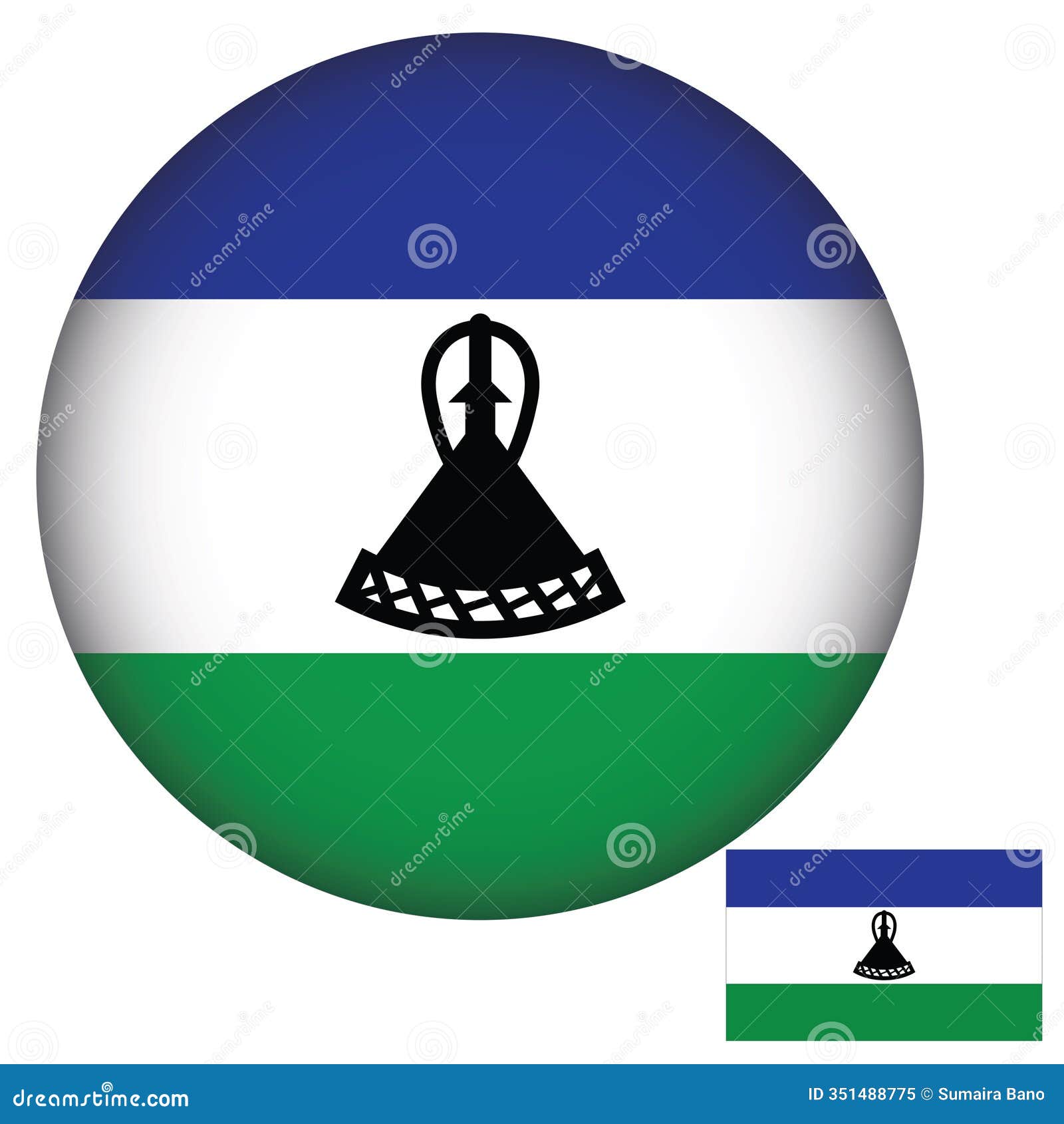 Lesotho Flag Round Shape stock vector. Illustration of patriotism ...