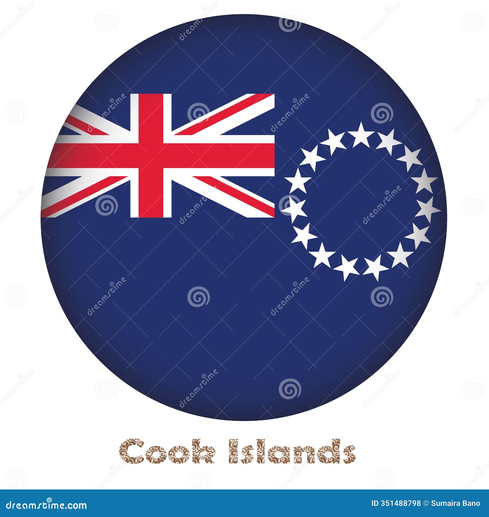 Cook Island Flag Round Shape Stock Vector - Illustration of vector ...