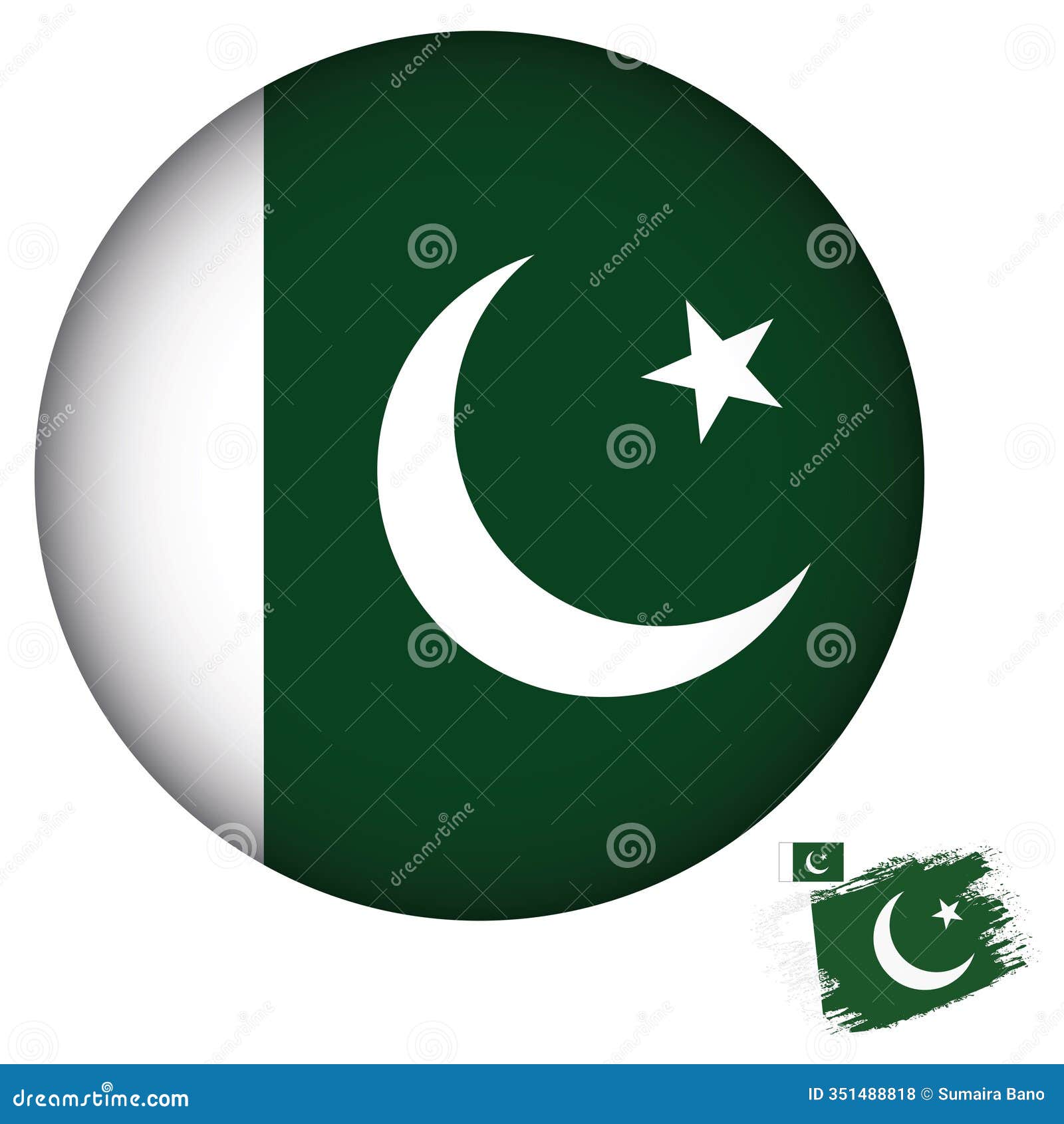 Pakistan Flag Round Shape stock vector. Illustration of sticker - 351488818