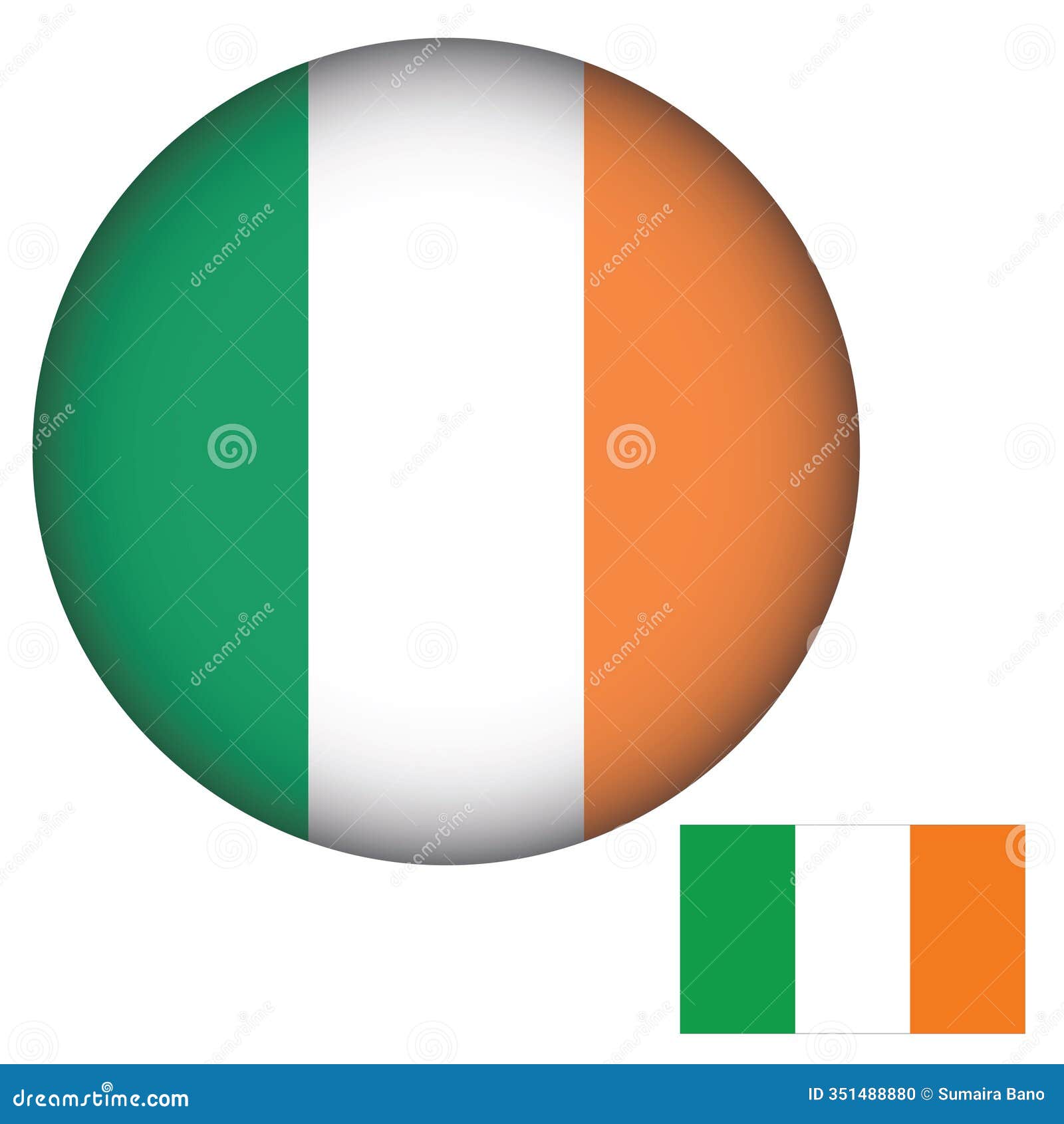 Ireland Flag Round Shape stock vector. Illustration of official - 351488880