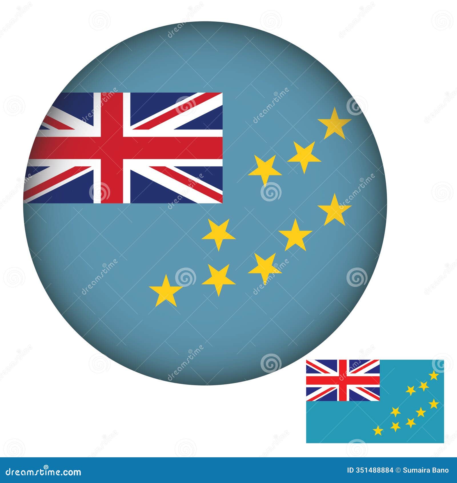 Tuvalu Flag Round Shape stock vector. Illustration of national - 351488884
