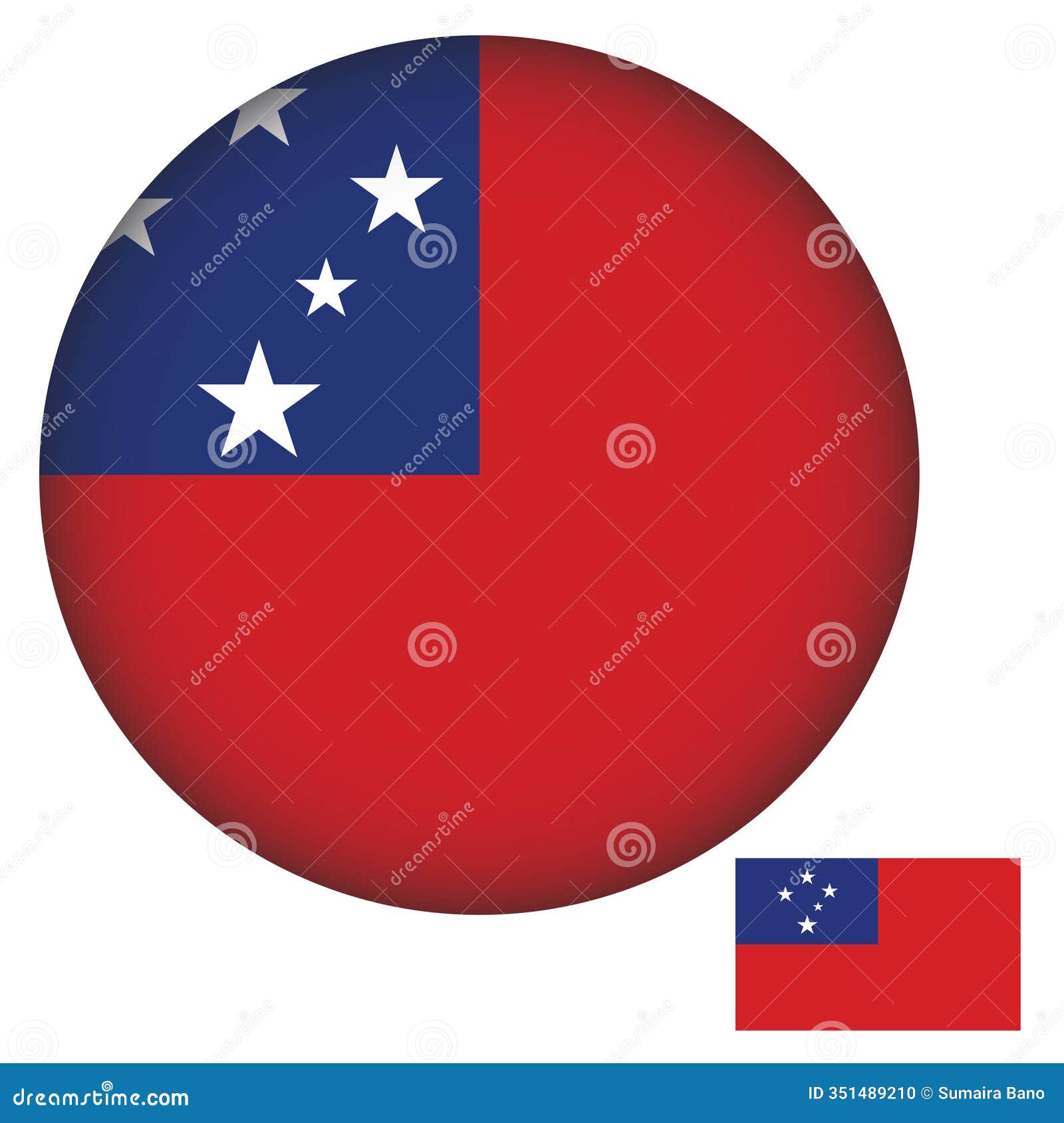 Samoa Flag Round Shape stock vector. Illustration of bougainville ...