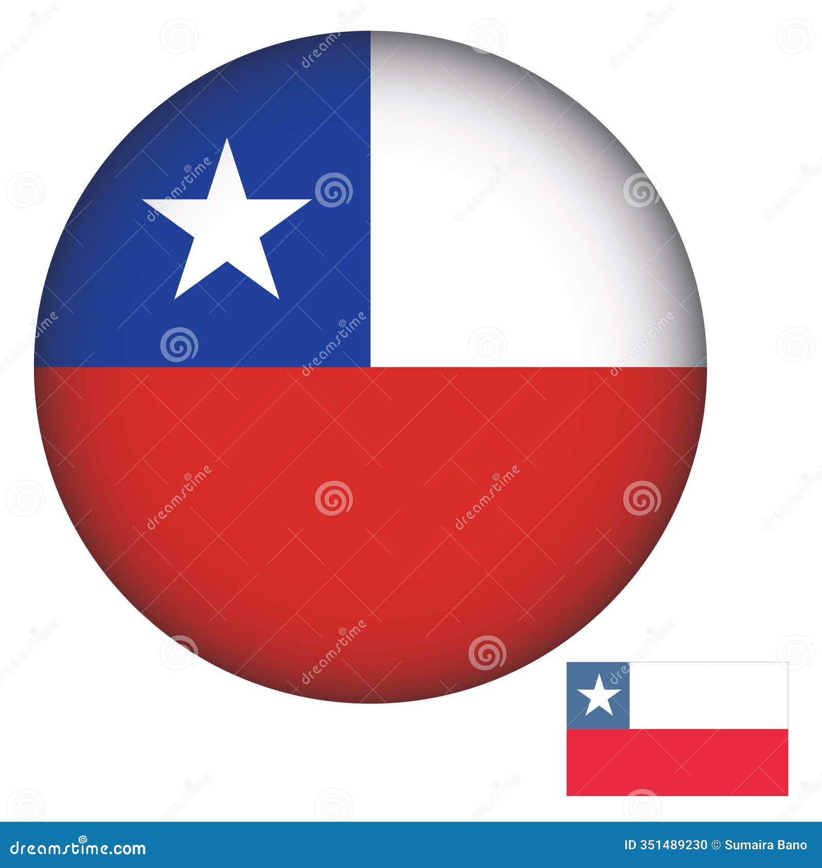 Chile Flag Round Shape stock vector. Illustration of southern - 351489230