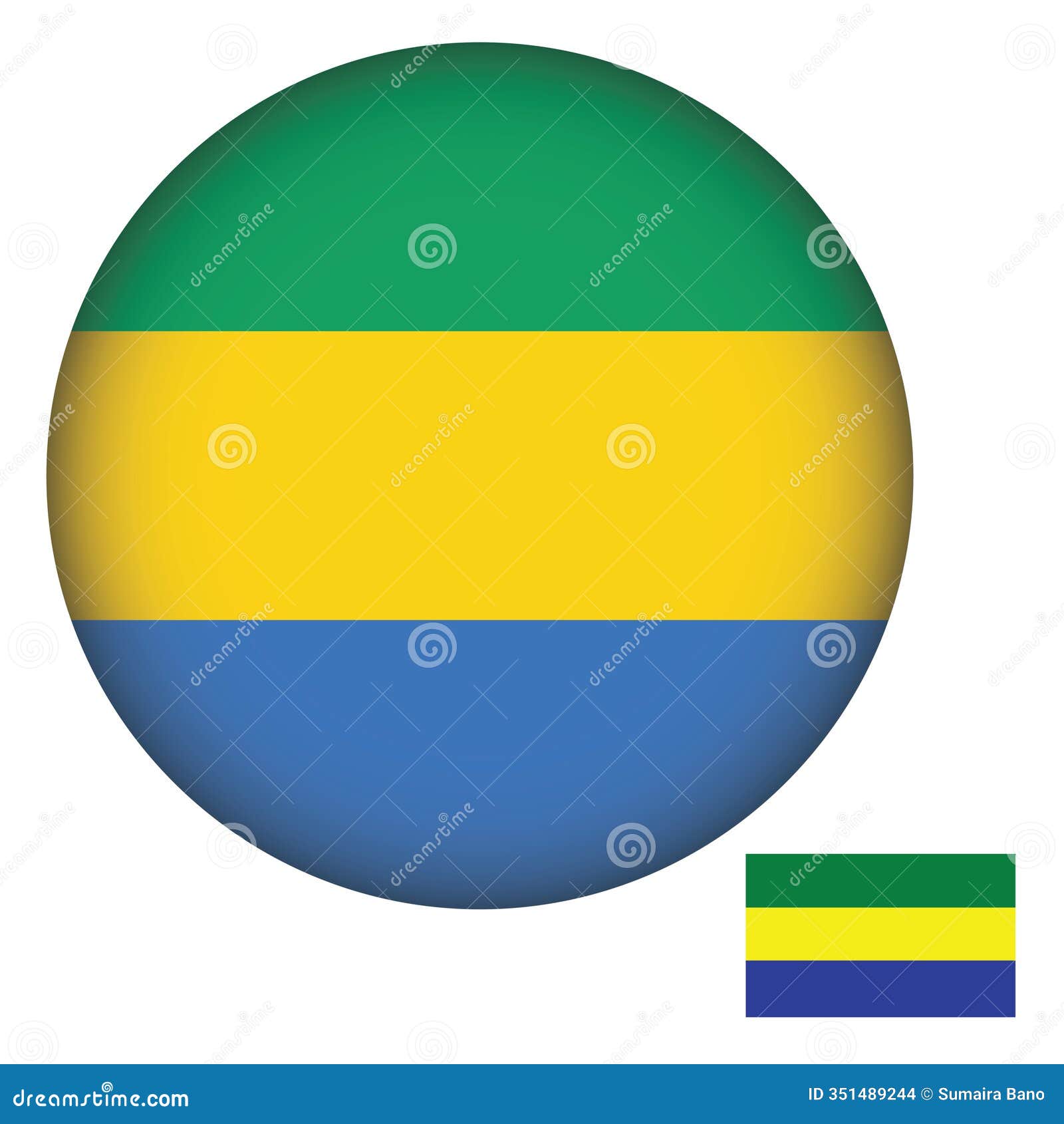 Gabon Flag Round Shape stock vector. Illustration of official - 351489244