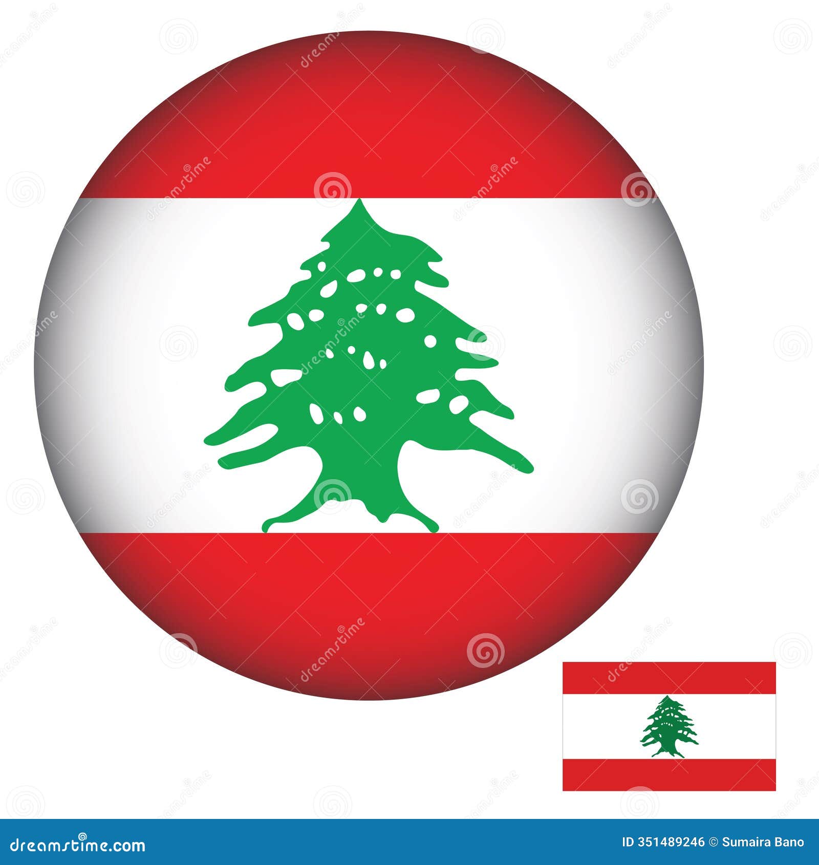 Lebanon Flag Round Shape stock vector. Illustration of emblem - 351489246