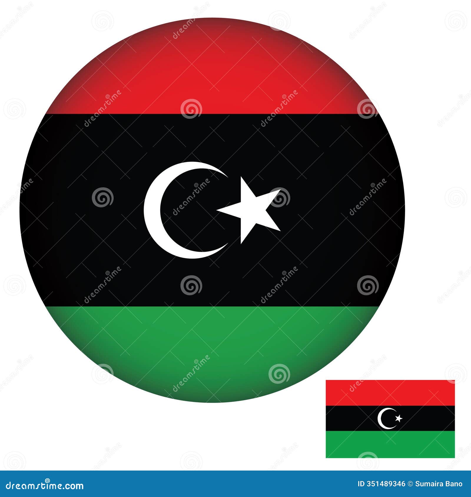 Libya Flag Round Shape stock vector. Illustration of sticker - 351489346