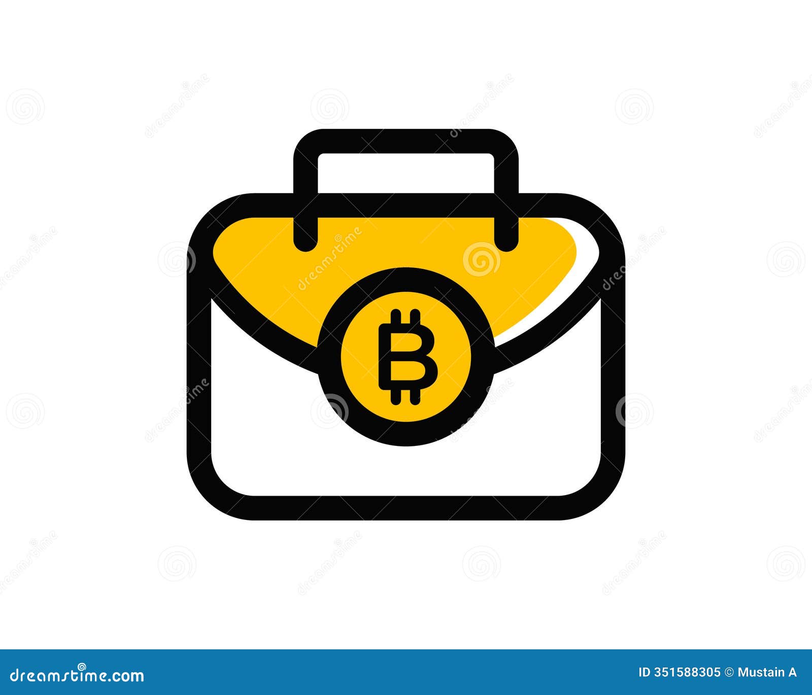 Stylish Bitcoin Briefcase Icon Design Stock Illustration - Illustration ...