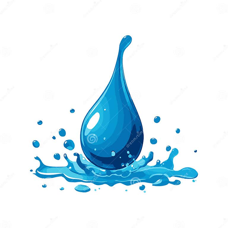 Cartoon Blue Water Drops Vector on White Background. Kids Book Cartoon ...