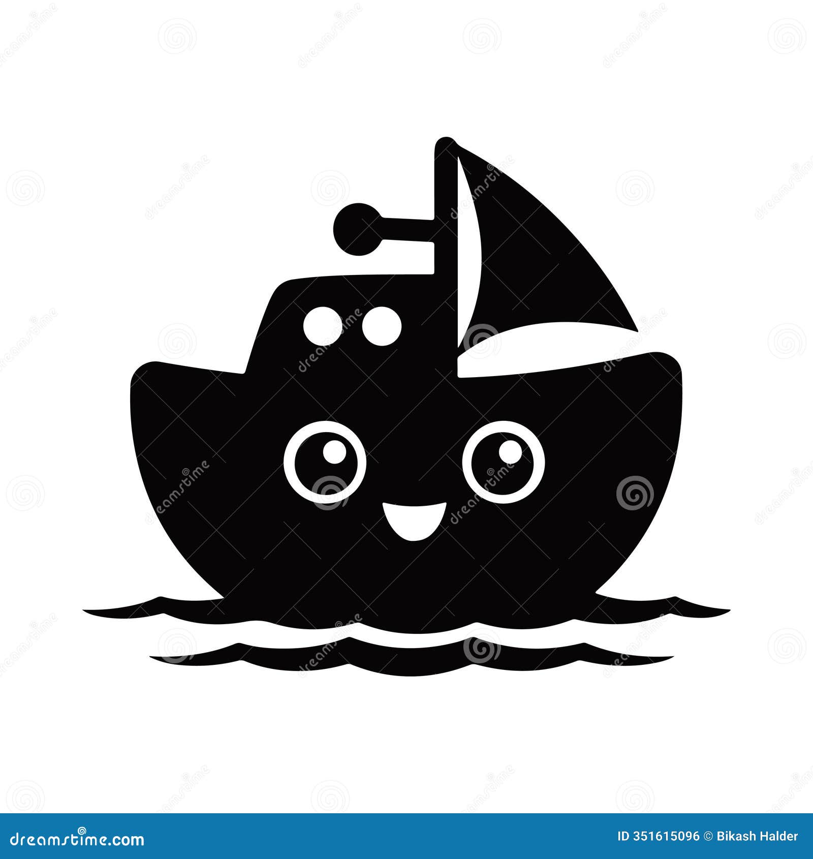 Cartoon Boat Silhouette Vector Art Stock Vector - Illustration of ...