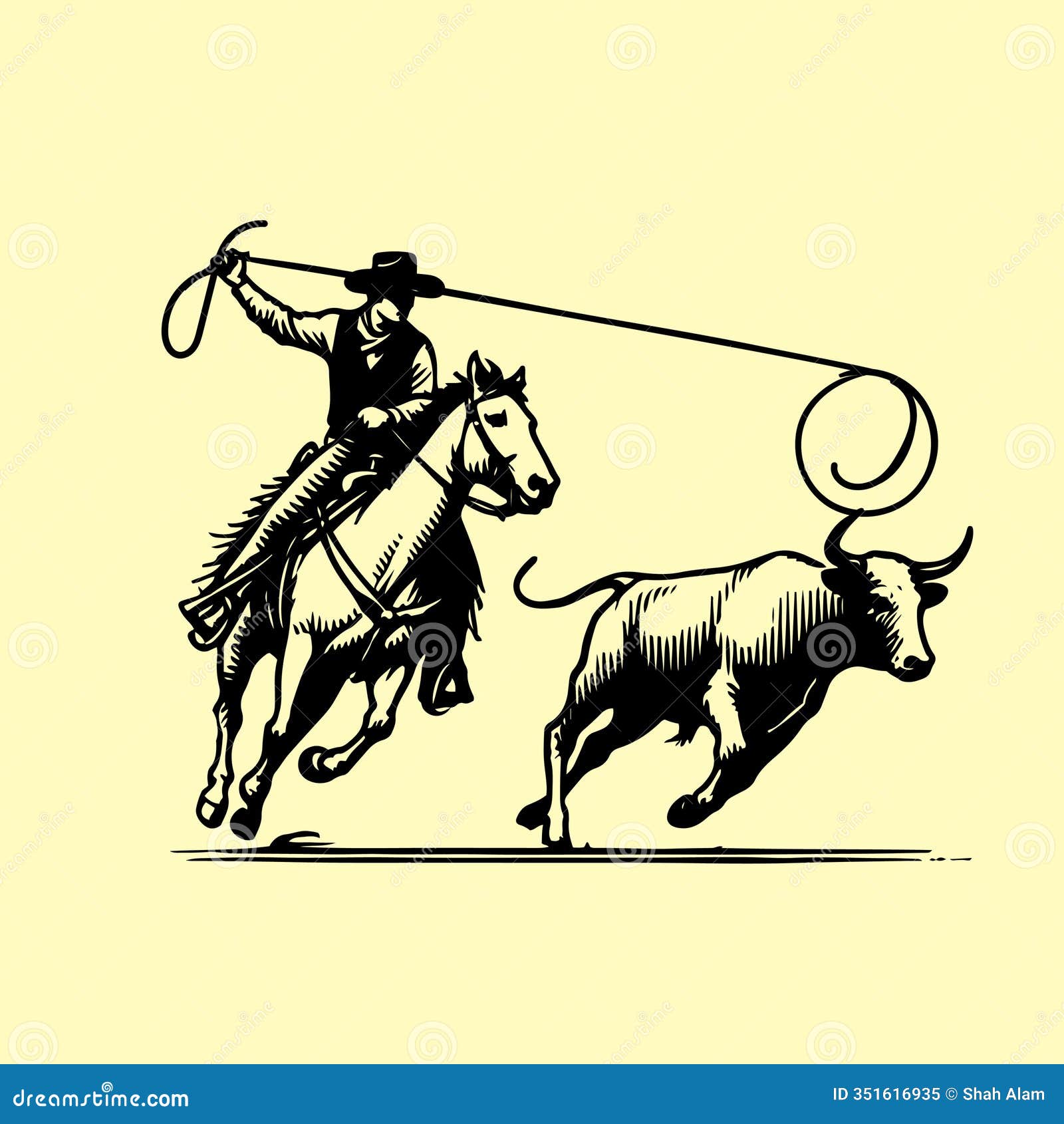 Vector Cowboy Calf Roping | CartoonDealer.com #351616935