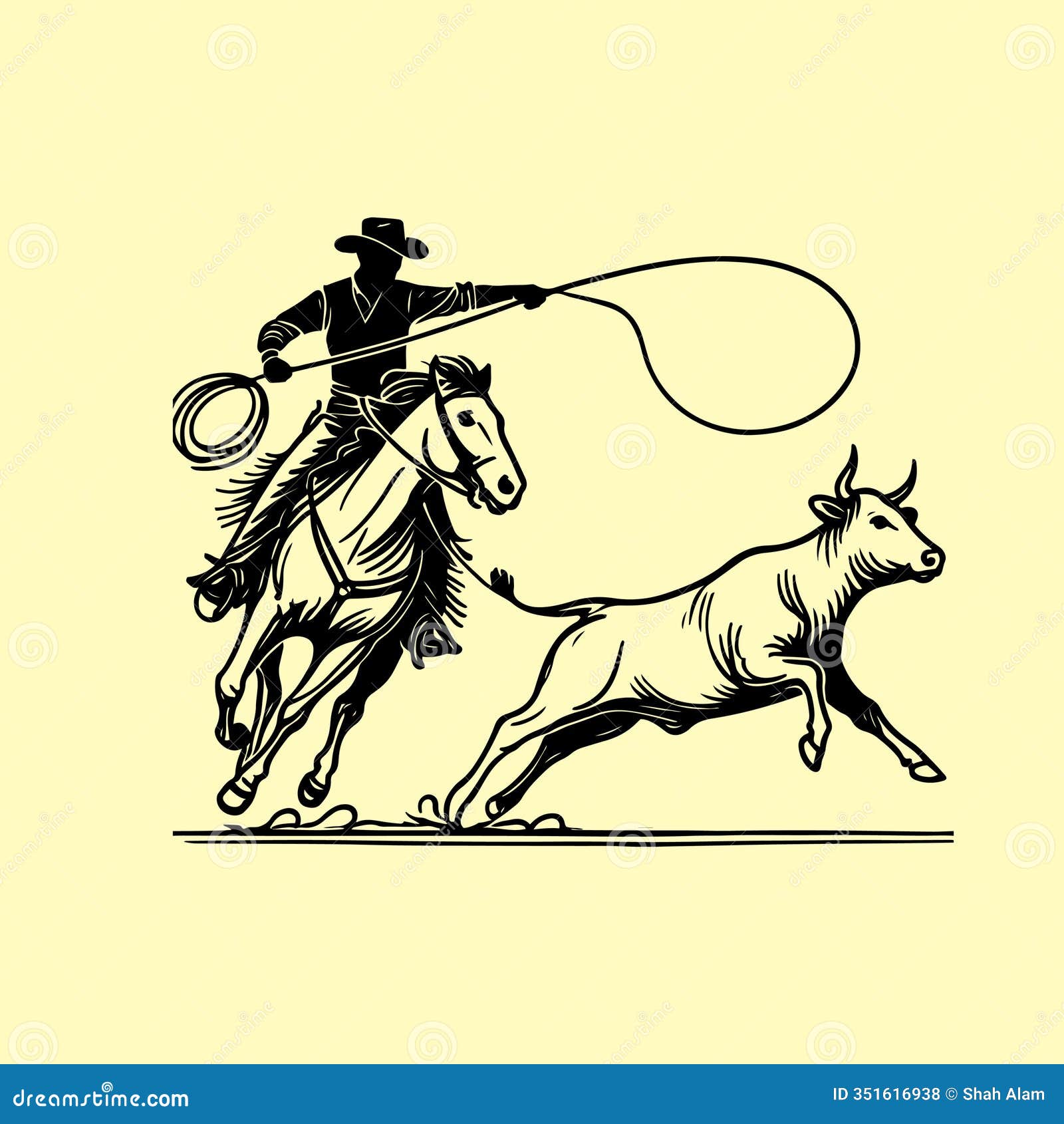 Vector Cowboy Calf Roping | CartoonDealer.com #351616938