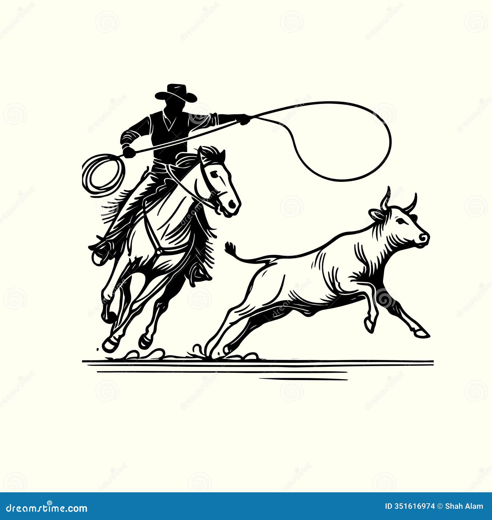 Vector cowboy calf roping stock illustration. Illustration of poster ...