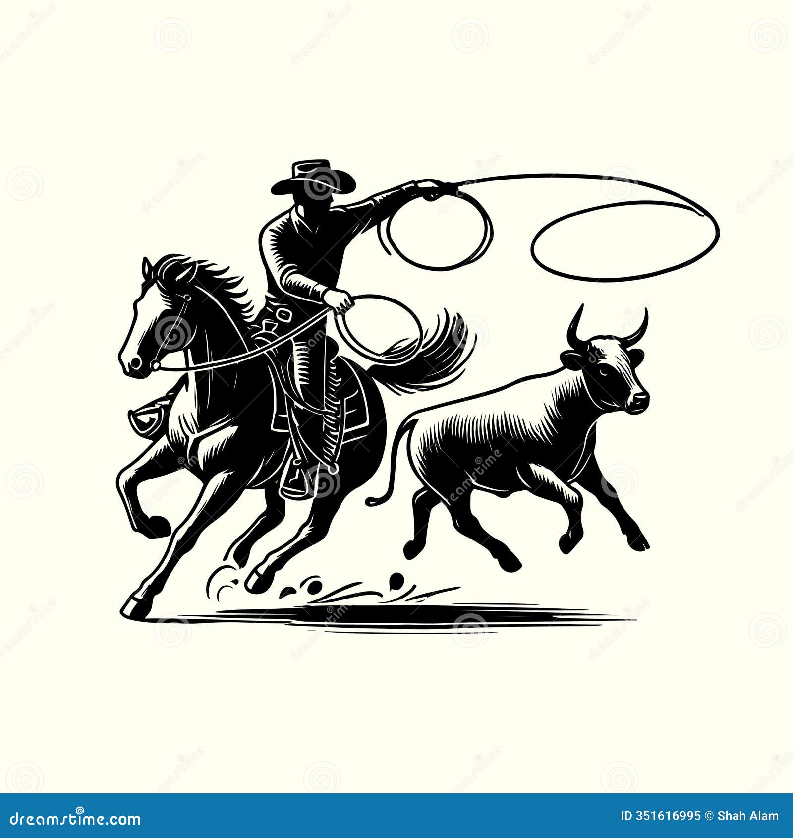 Vector cowboy calf roping stock illustration. Illustration of ...
