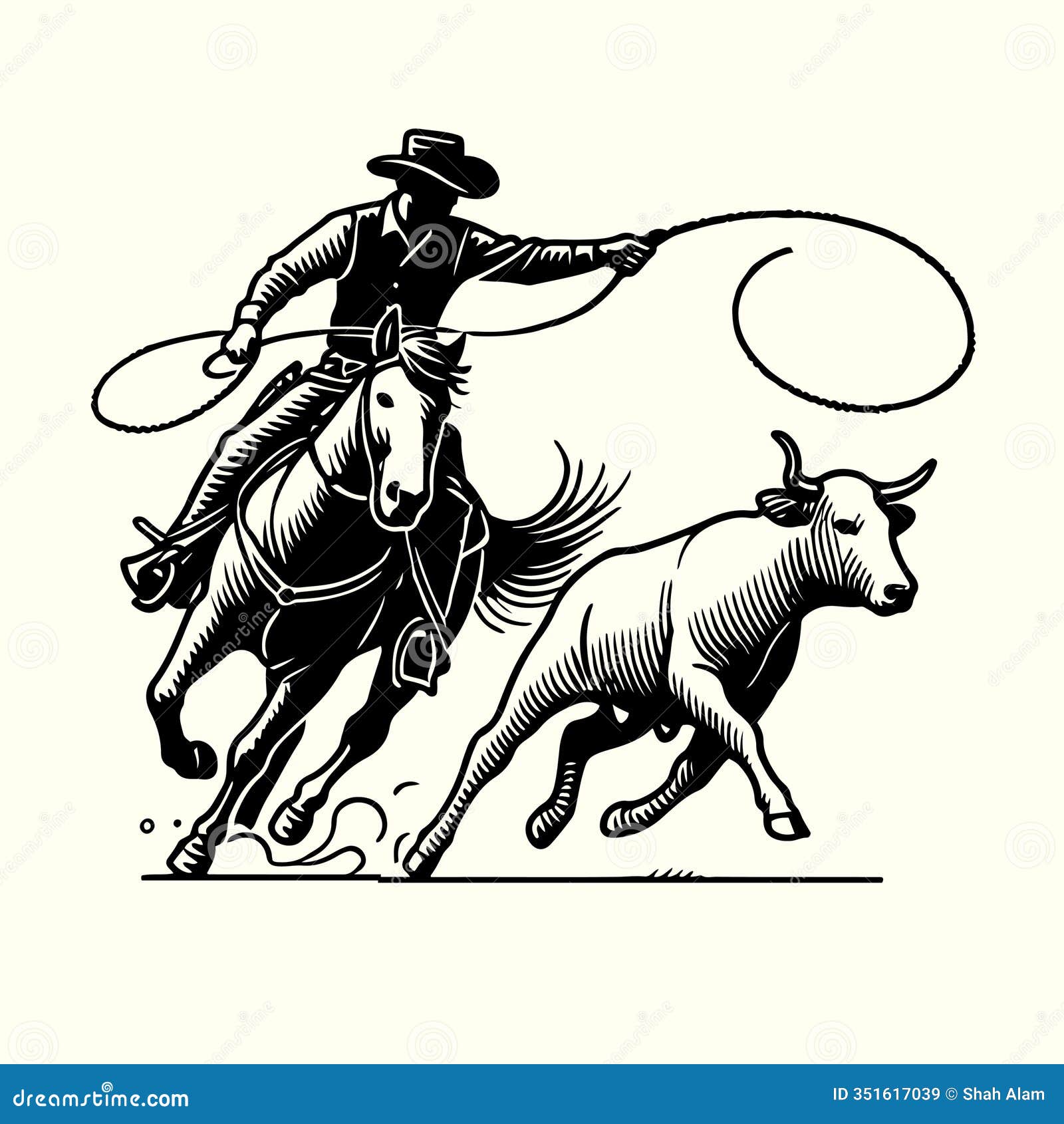 Vector cowboy calf roping stock illustration. Illustration of cartoon ...