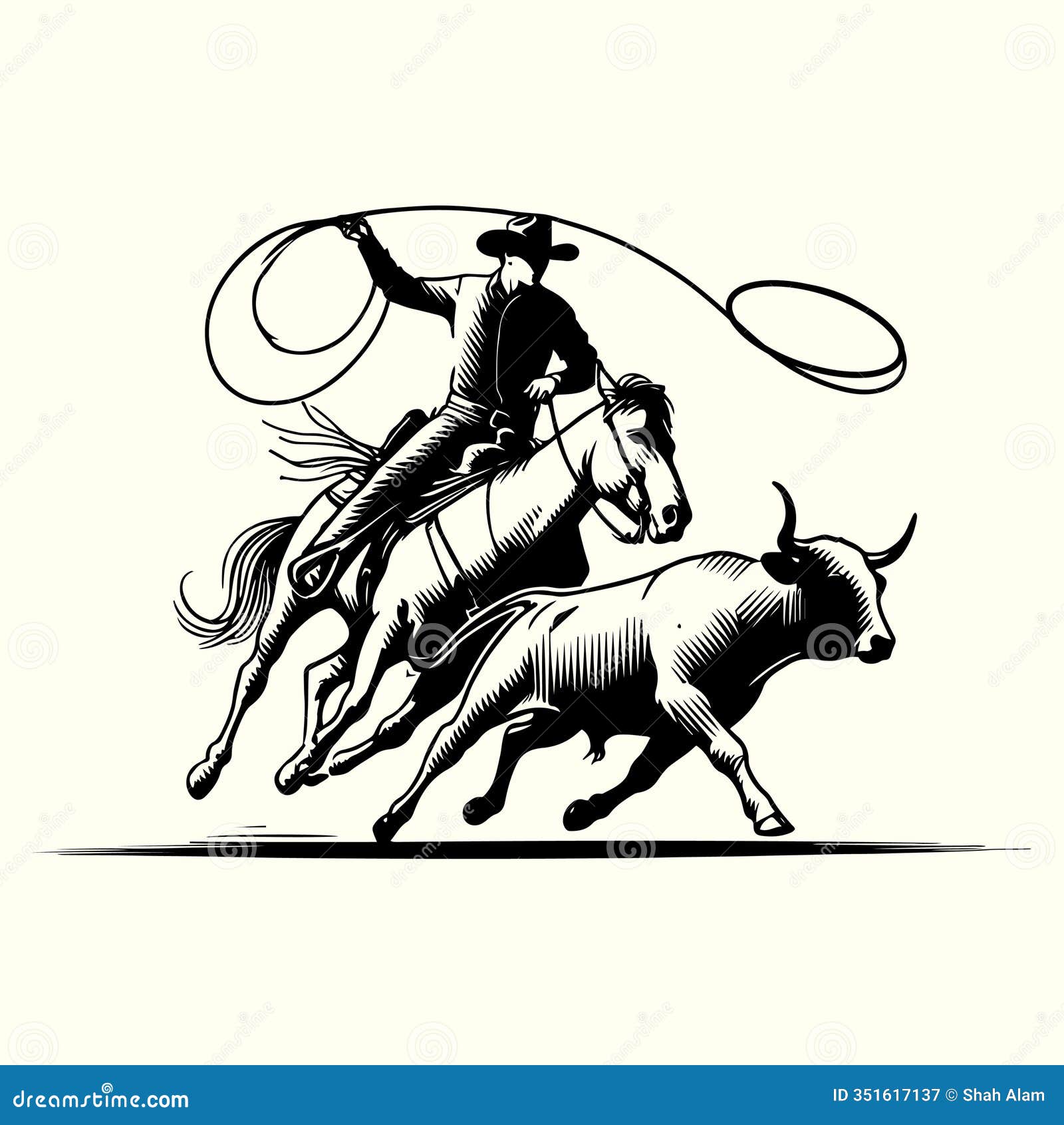 Vector cowboy calf roping stock illustration. Illustration of outdoors ...