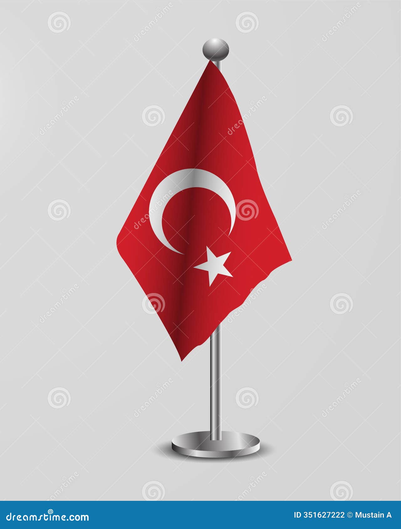 Turkey National Flag on Stand. Stock Illustration - Illustration of ...