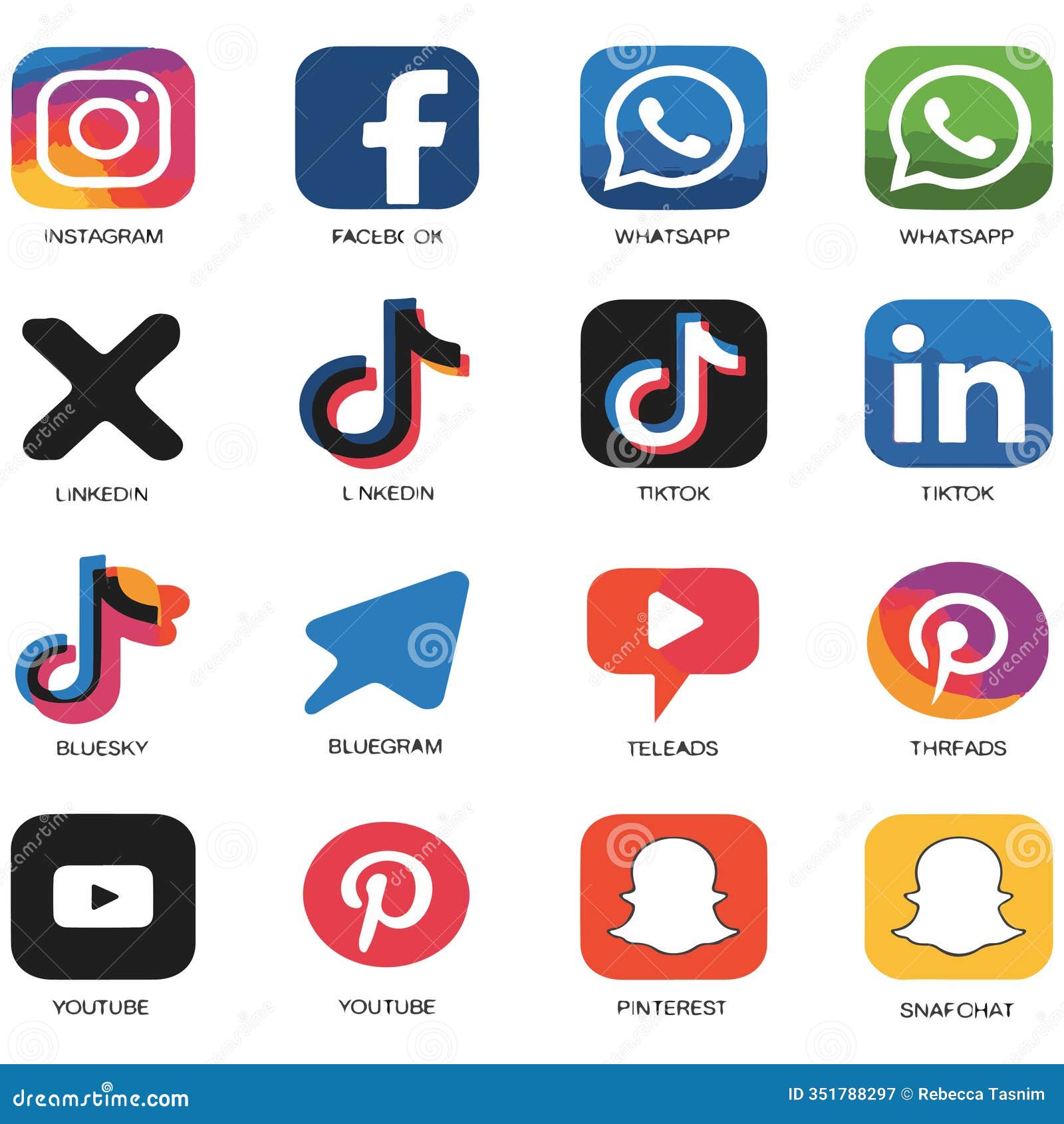 Social Media Icon Set Silhoutte Vector Illustration Stock Illustration ...