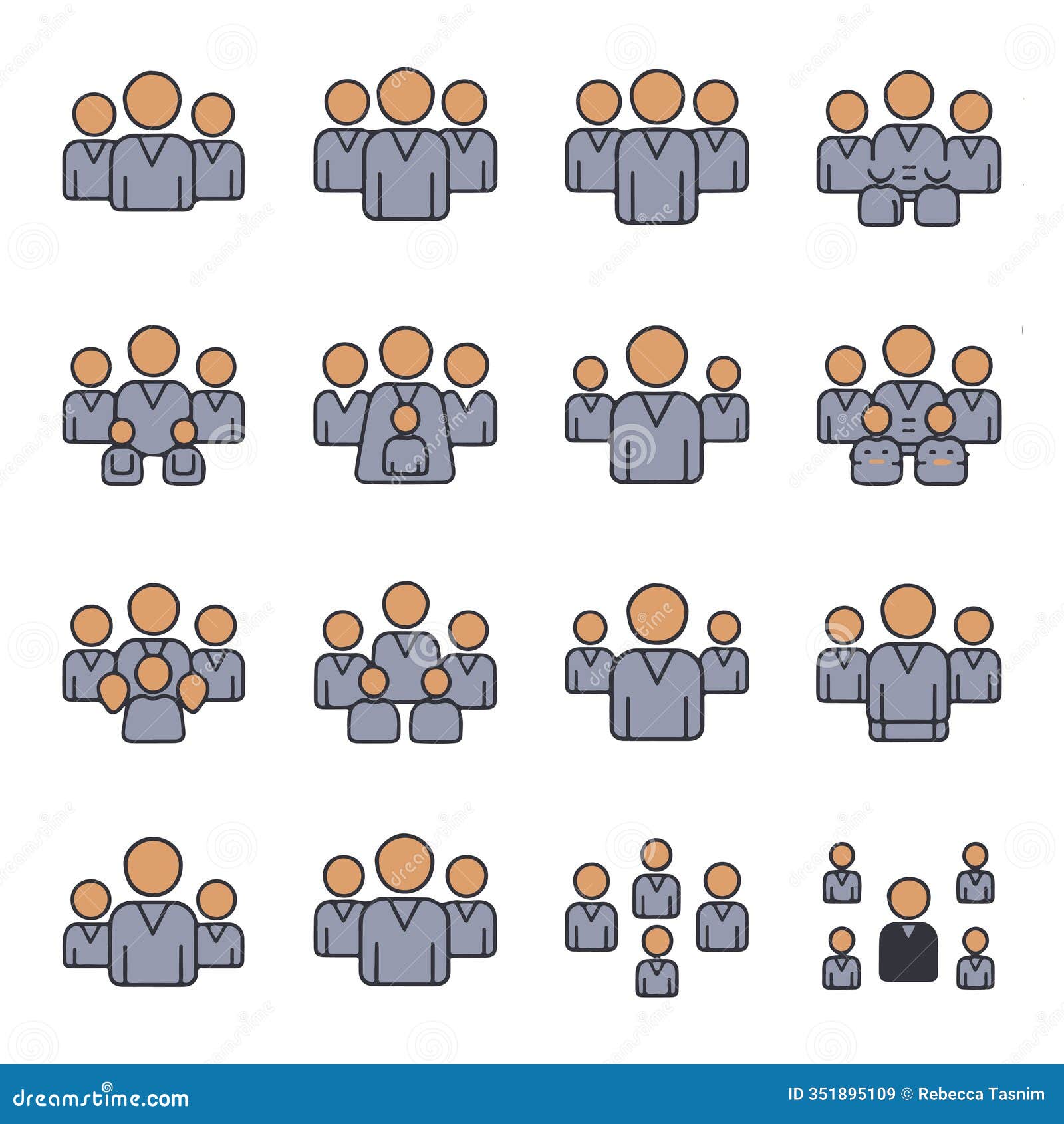 Business Teamwork and Partnership Icons Stock Illustration ...