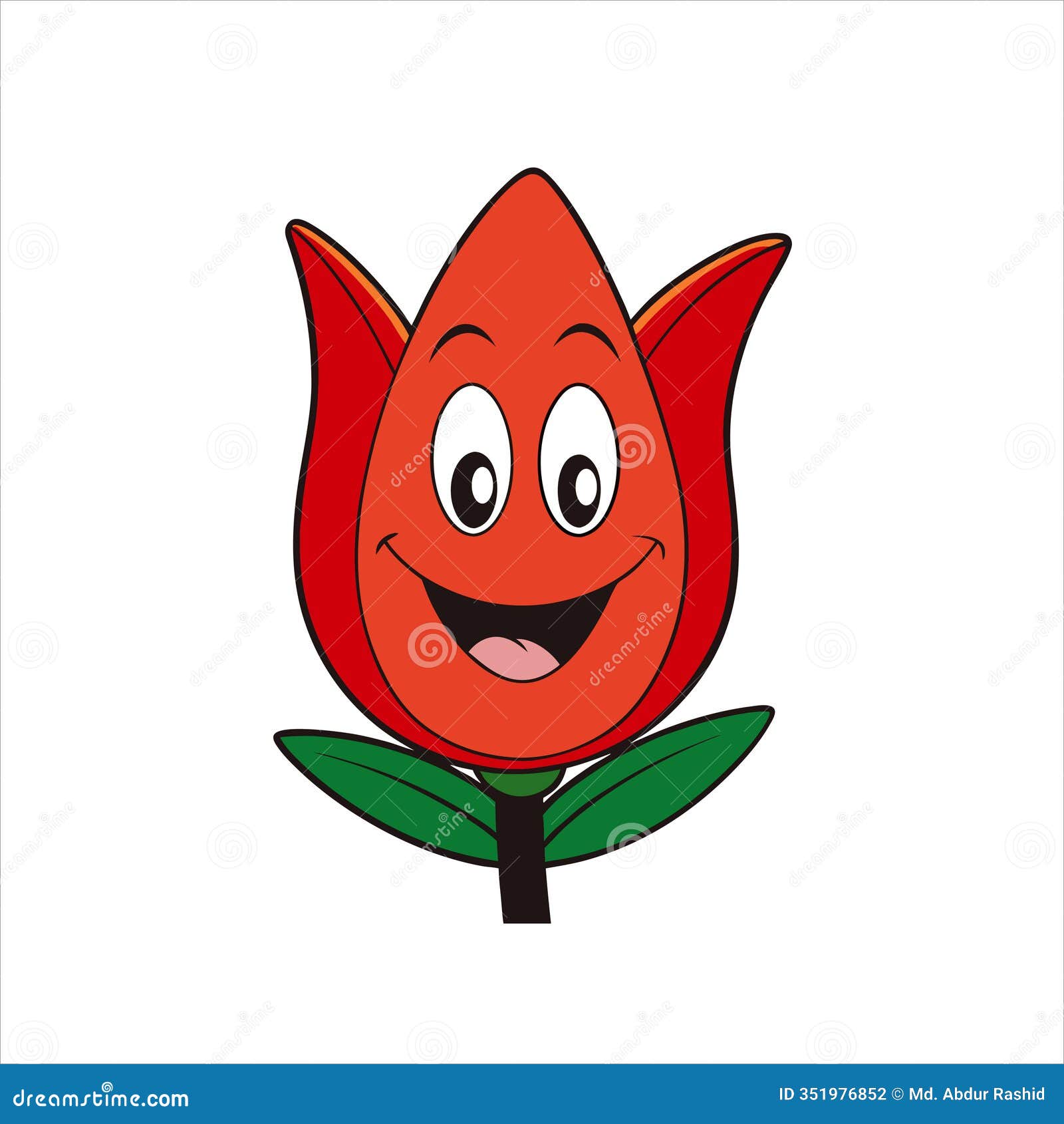 Cheerful Smiling Tulip Character Cartoon Vector Art Stock Illustration ...