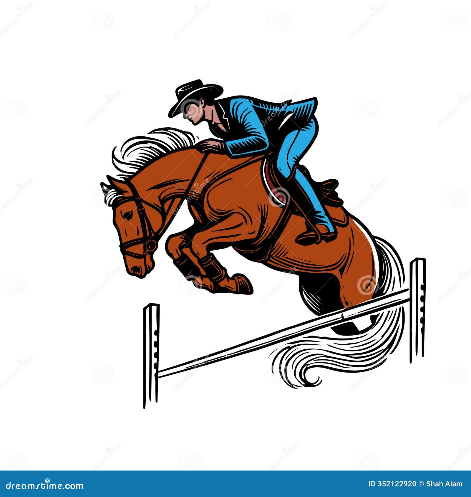 Vector Equestrian Rider on a Jumping Horse Stock Illustration ...