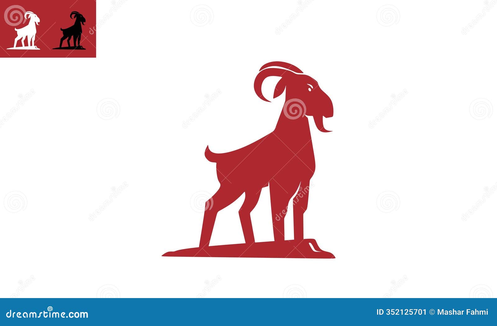 Big red goat standing logo stock illustration. Illustration of sketch ...