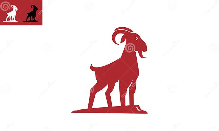 Big red goat standing logo stock illustration. Illustration of sketch ...