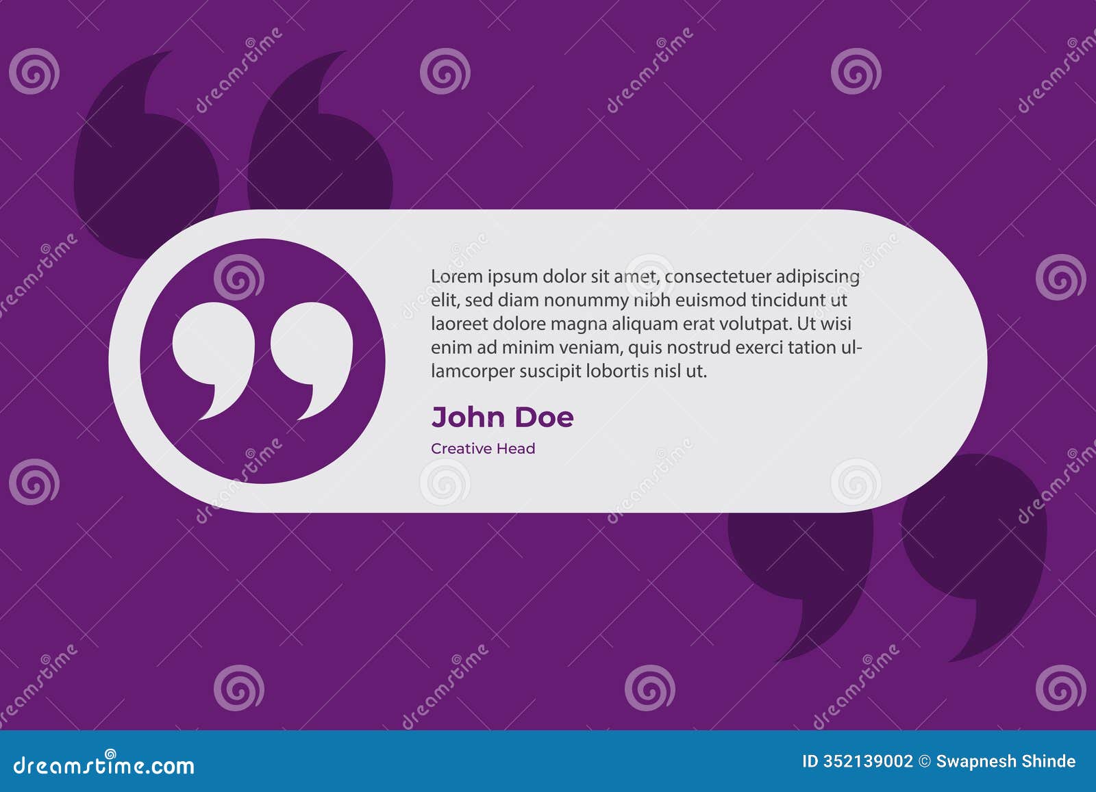 Minimalist Testimonial Card with Quotation Marks on Purple Background ...