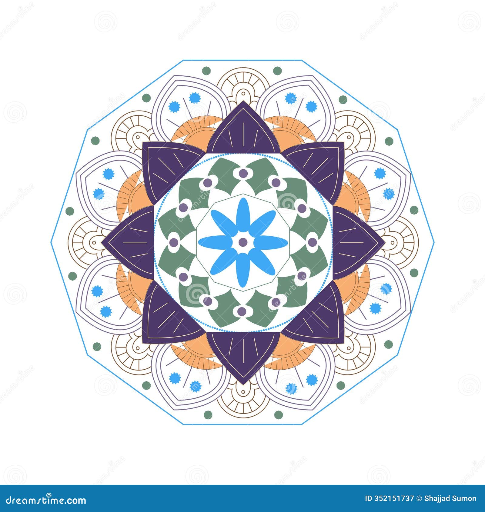 Colorful Hexagonal Mandala Vector Art Illustration Stock Illustration ...