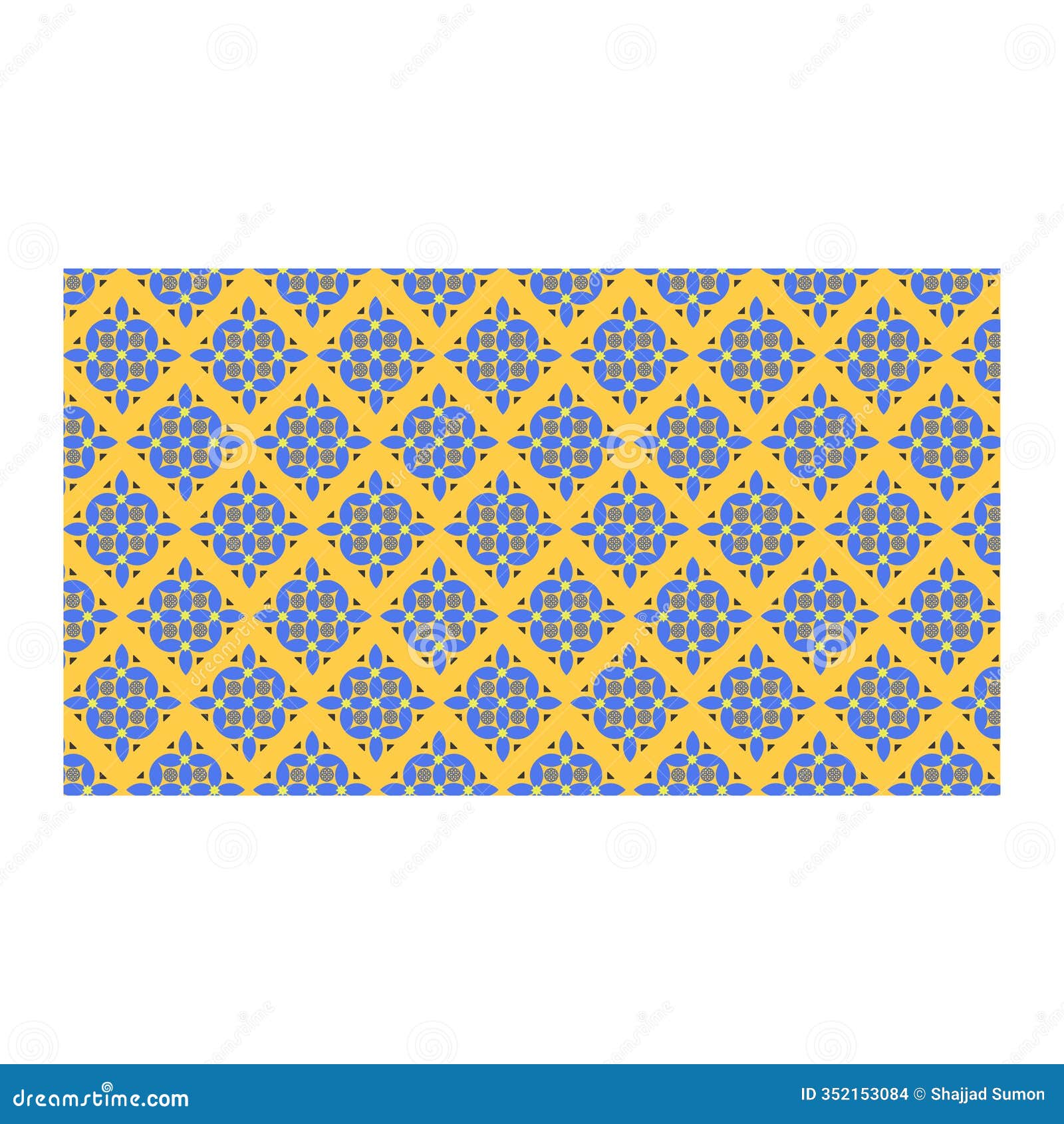 Blue and Yellow Geometric Tile Pattern Vector Art Illustration Stock ...