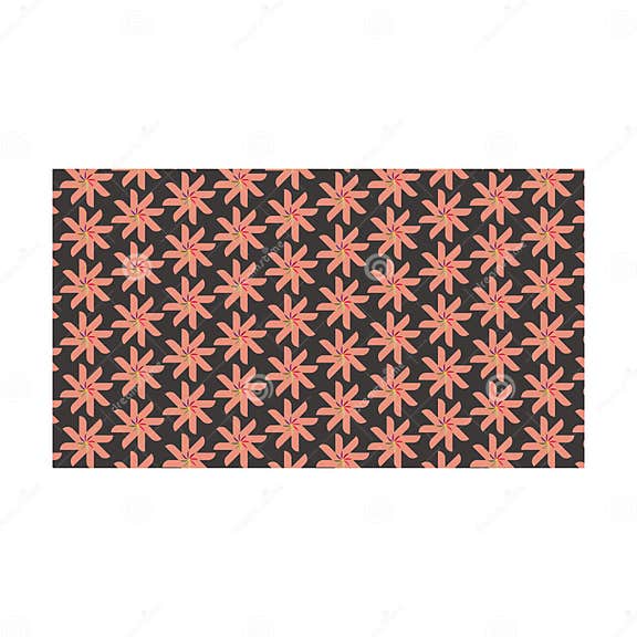 Contemporary Black and Coral Floral Pattern Vector Art Illustration ...