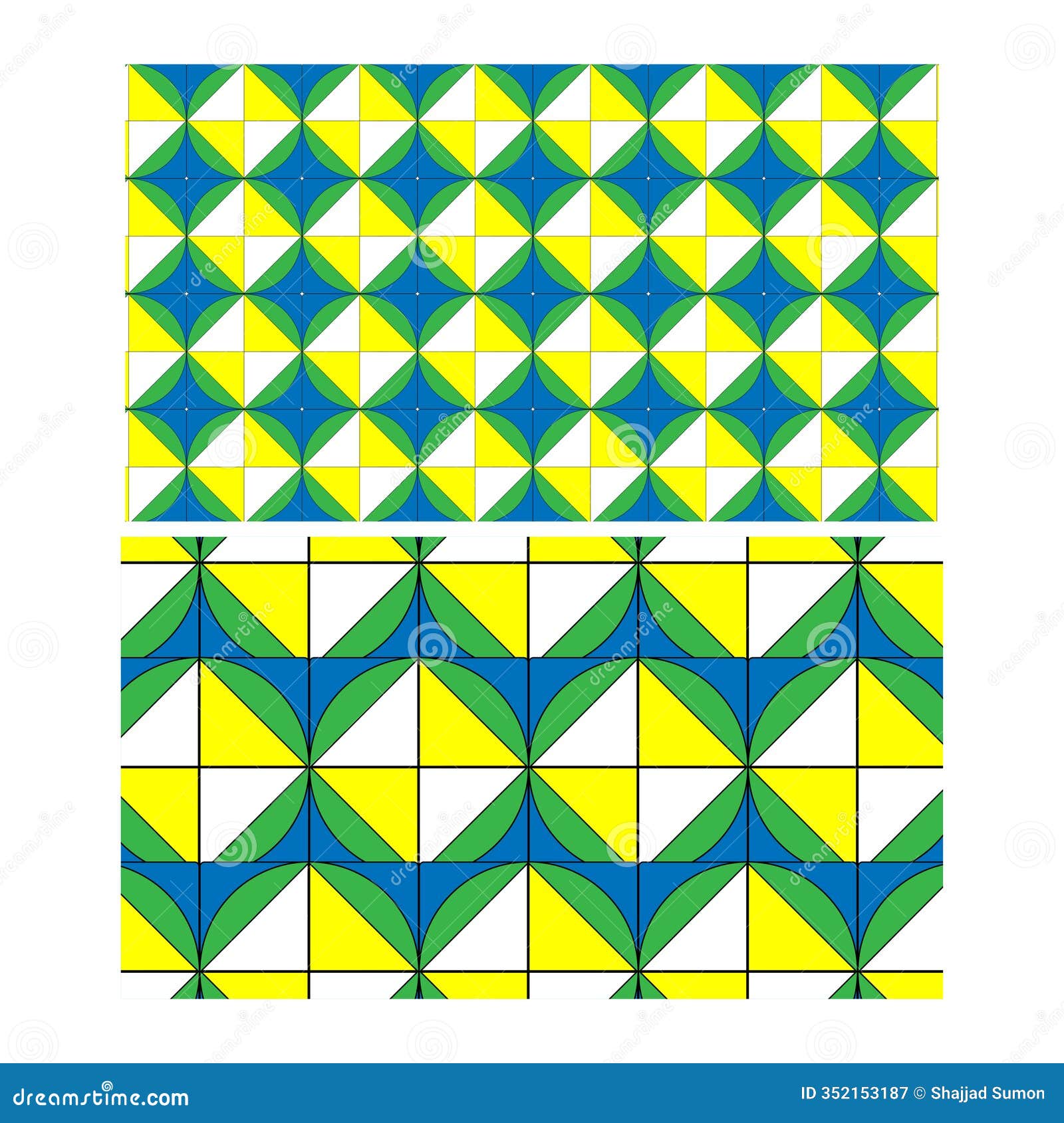 Blue, Green, and Yellow Circular Motifs Pattern Vector Art Illustration ...