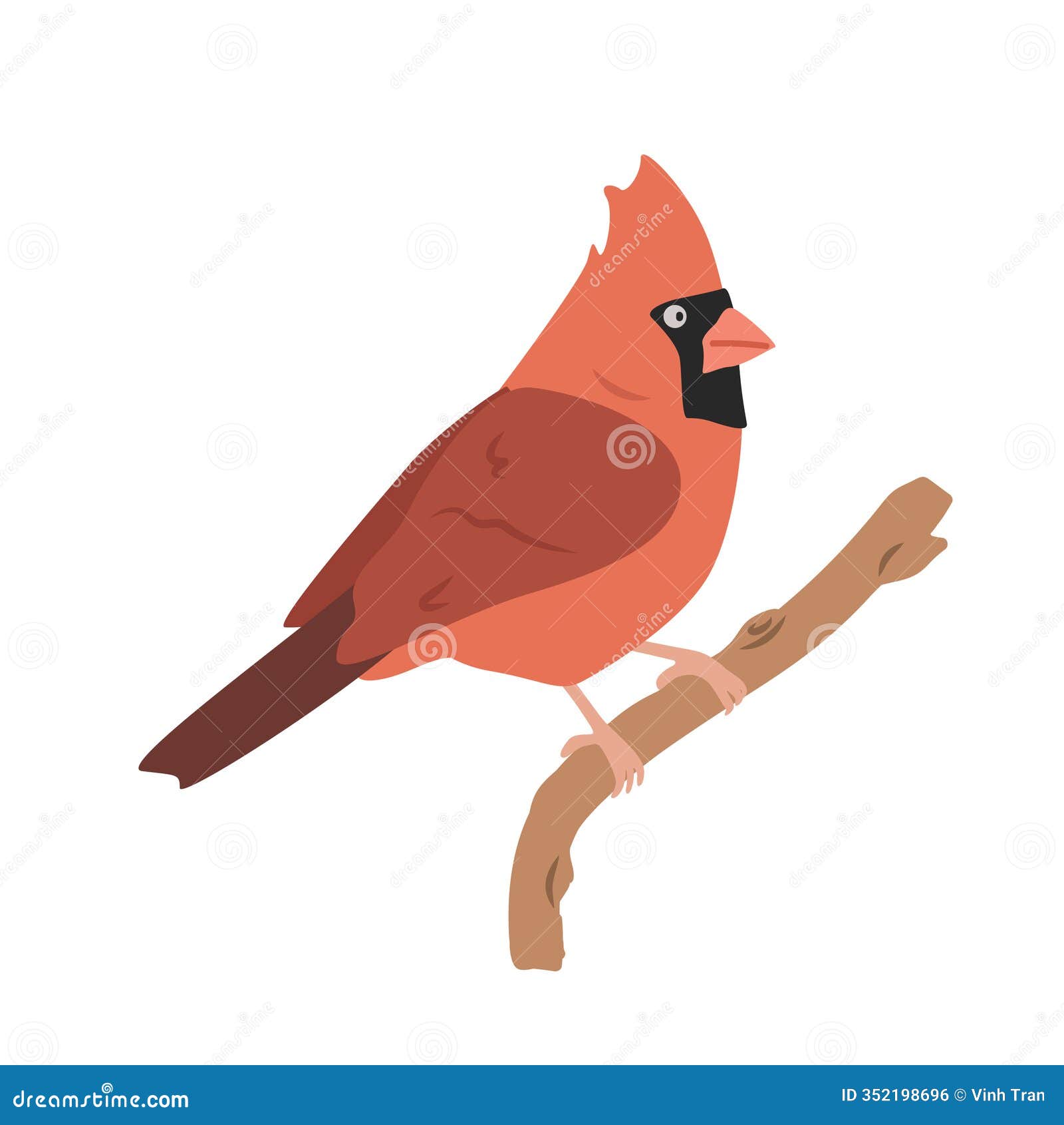 Cute Northern Cardinal Cartoon Clipart. Red Cardinal Vector ...