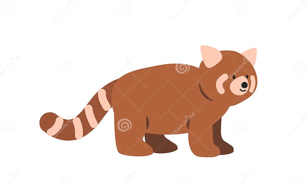 Red Panda Cartoon Clipart. Lesser Panda Vector Illustration in Flat ...