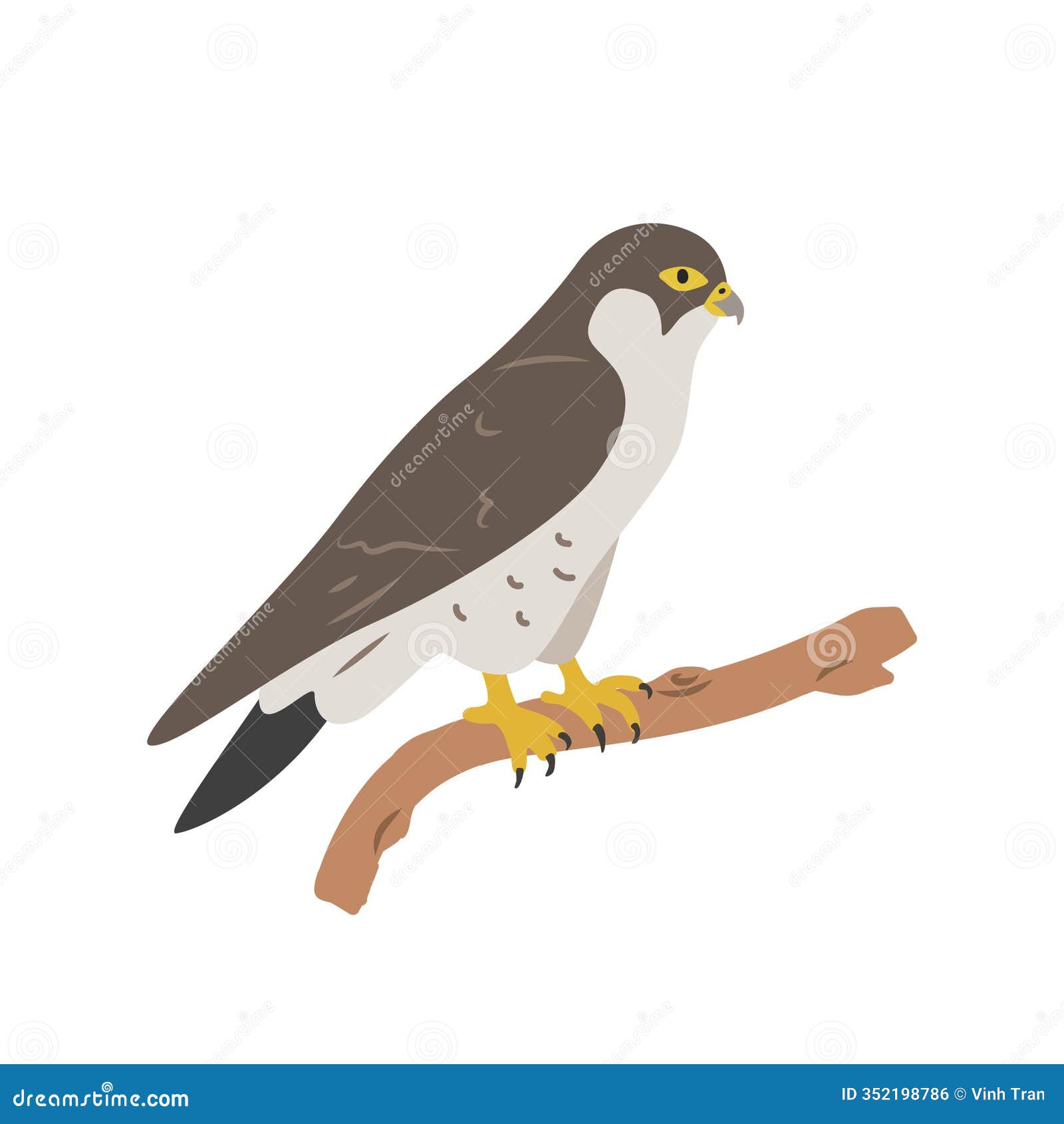 Peregrine Falcon Cartoon Clipart. Falcon Vector Illustration In Flat ...