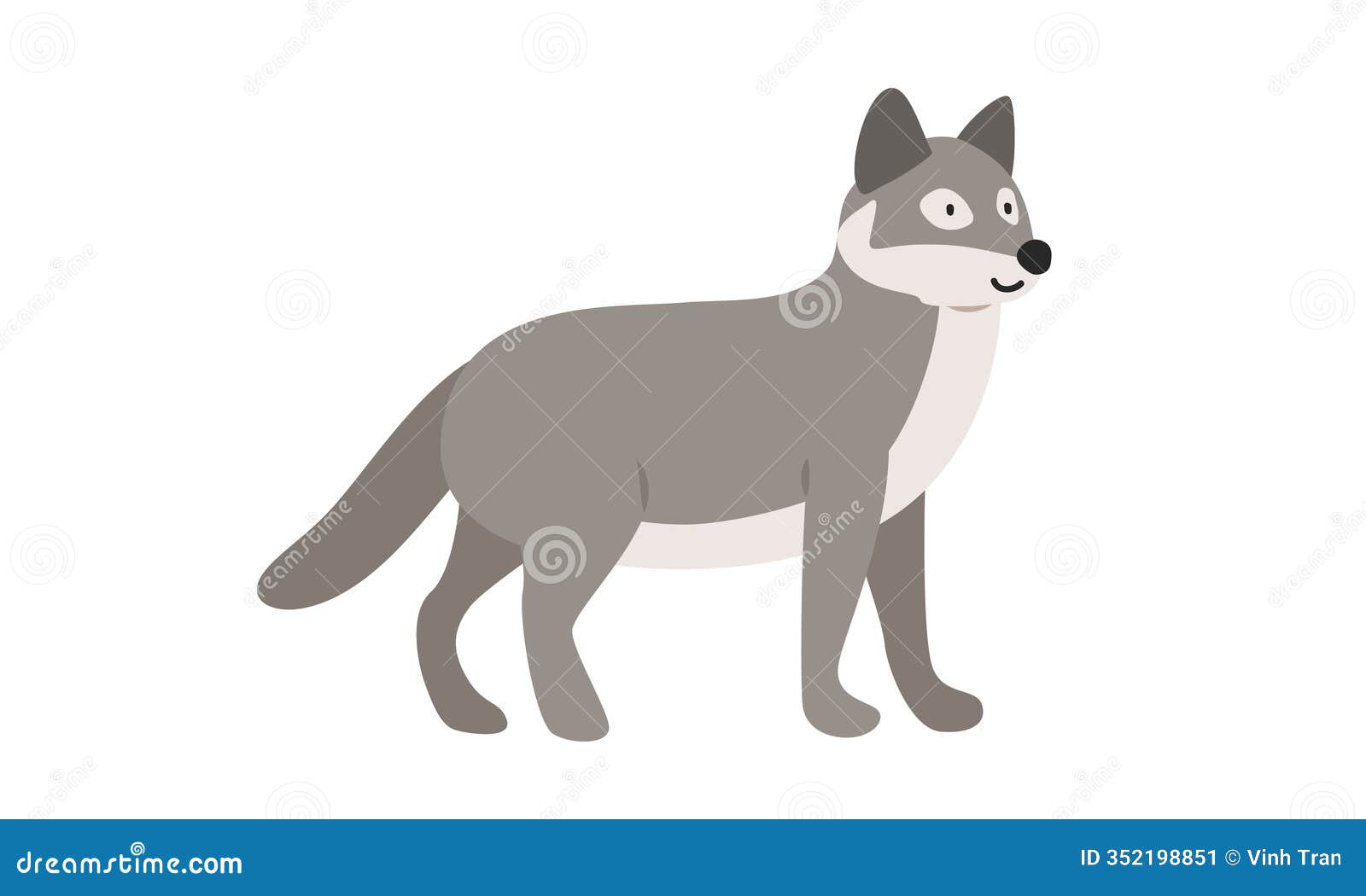 Grey Wolf Cartoon Clipart. Gray Wolf Vector Illustration in Flat Style ...