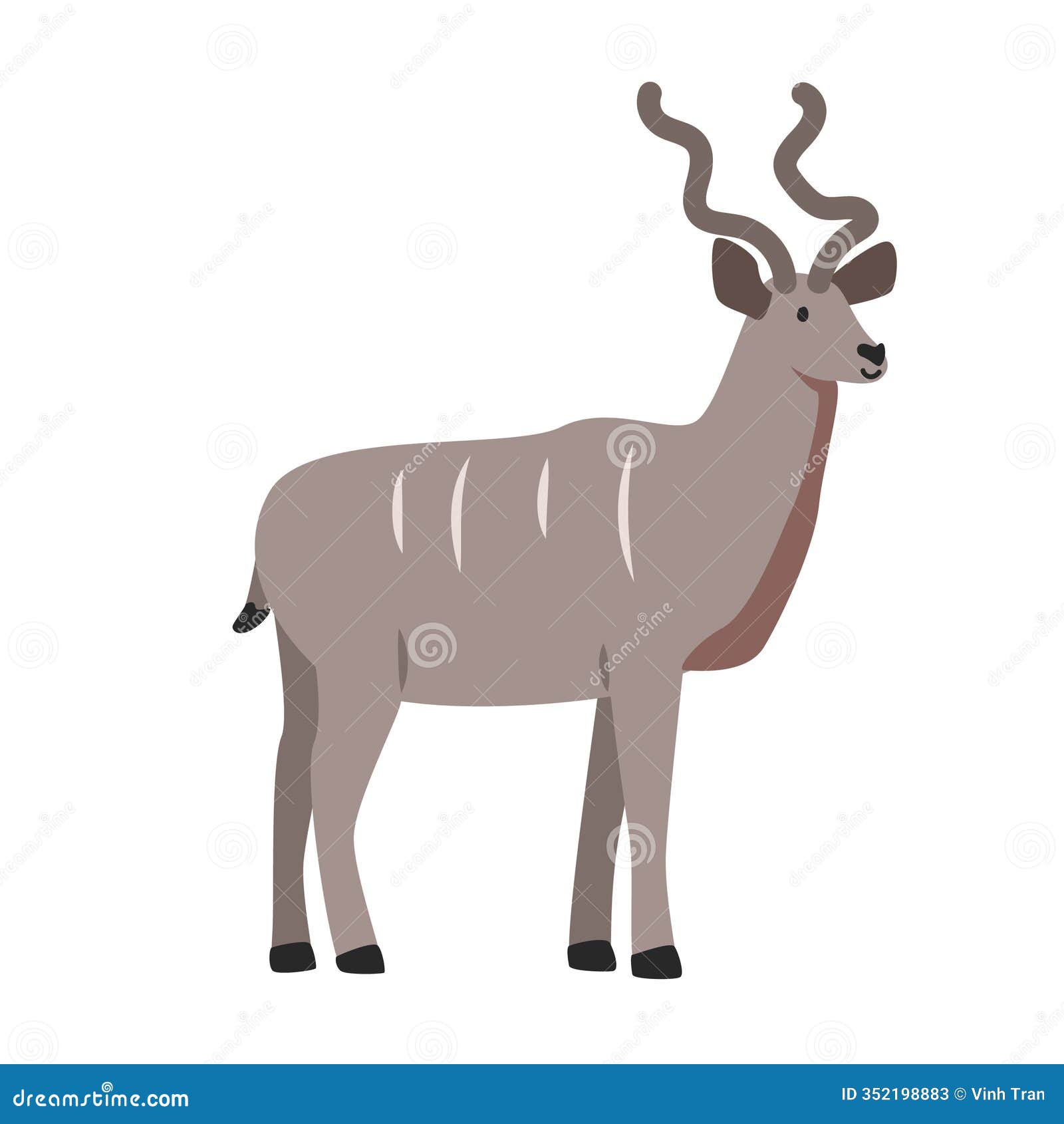Kudu Cartoon Clipart. Antelope Greater Kudu Or Lesser Kudu Vector ...