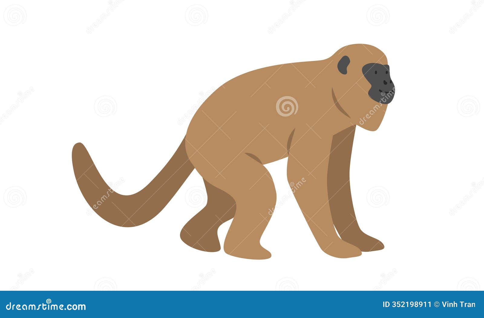 Howler Monkey Cartoon Clipart. Brown Howler Vector Illustration in Flat ...