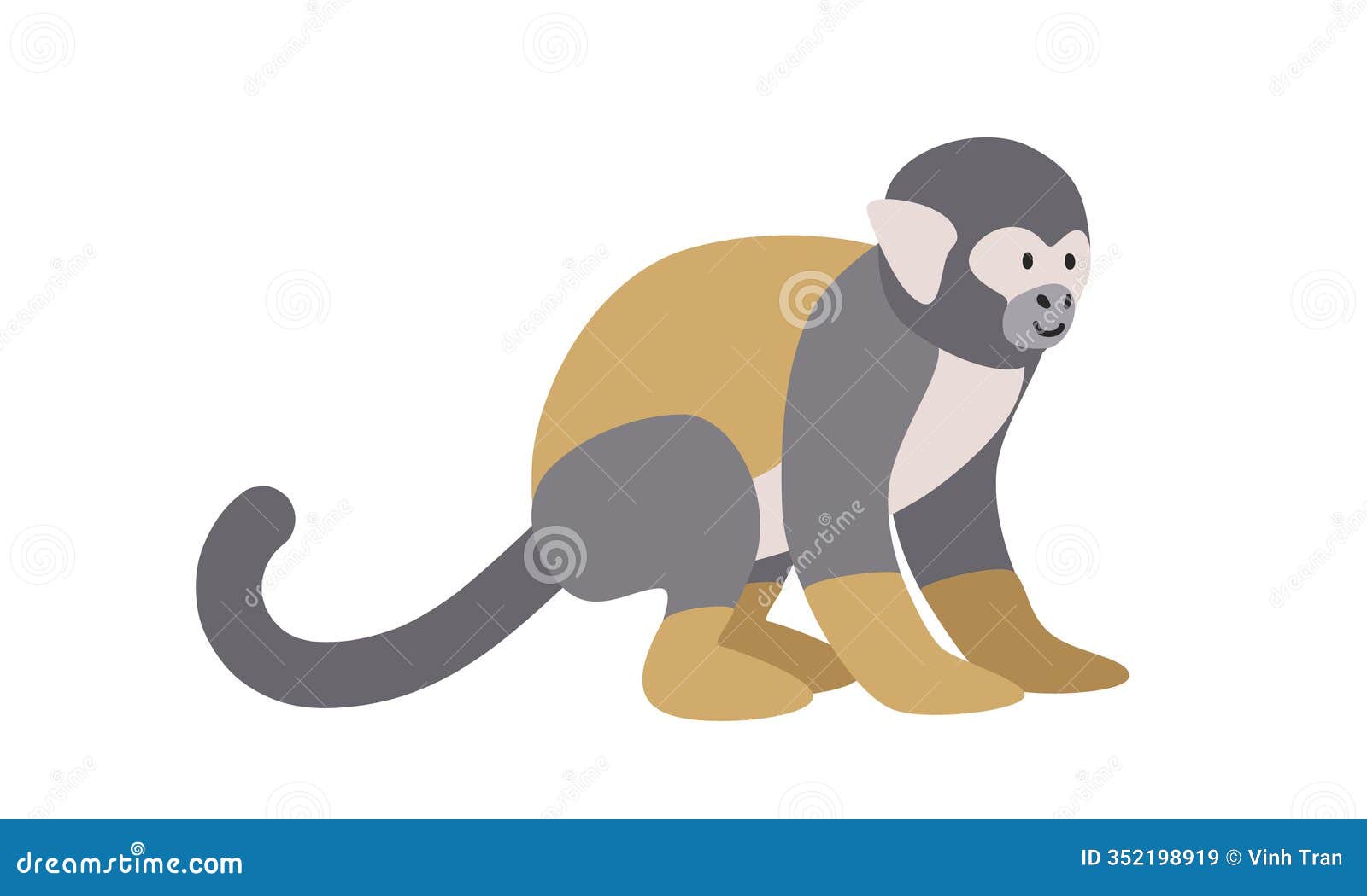Common Squirrel Monkey Cartoon Clipart. Squirrel Monkey Vector ...