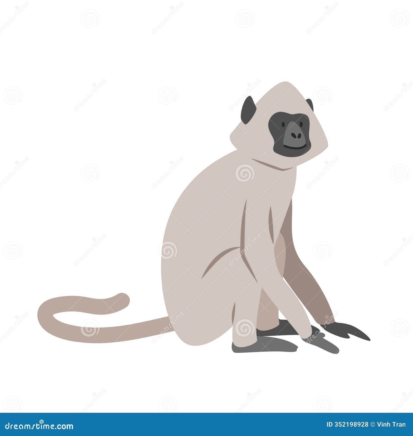 Gray Langur Cartoon Clipart. Sacred Langur Or White-handed Langur ...