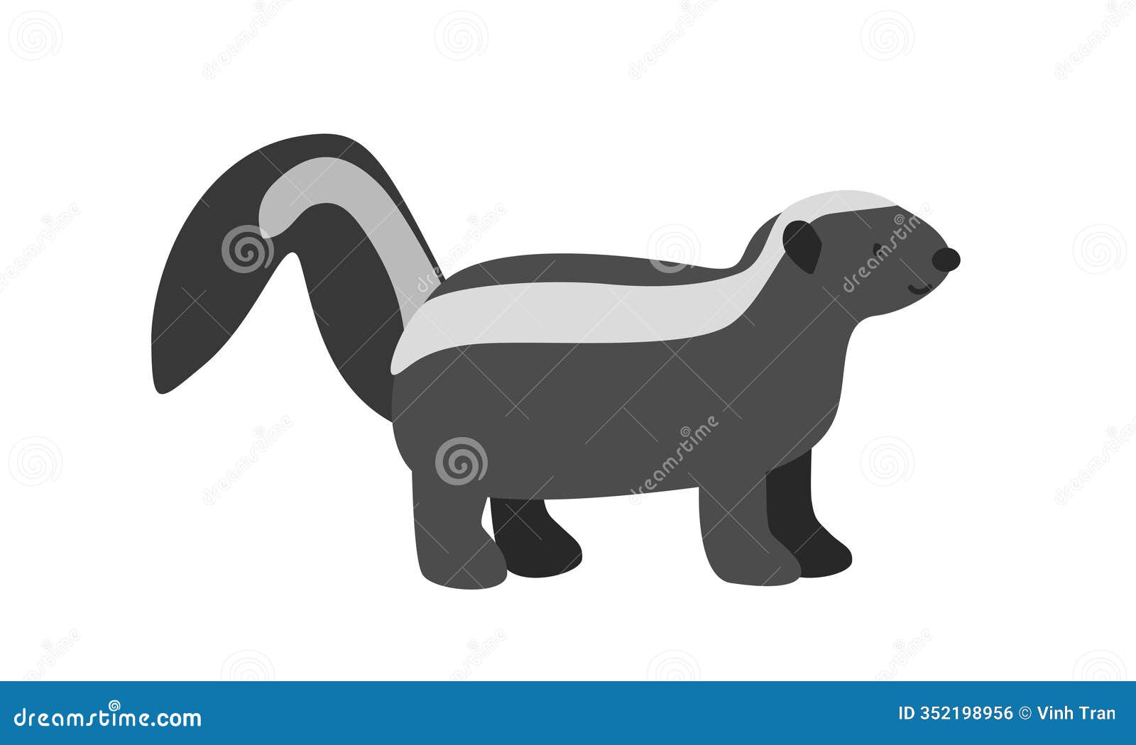 Striped Skunk Cartoon Clipart. Skunk Vector Illustration in Flat Style ...