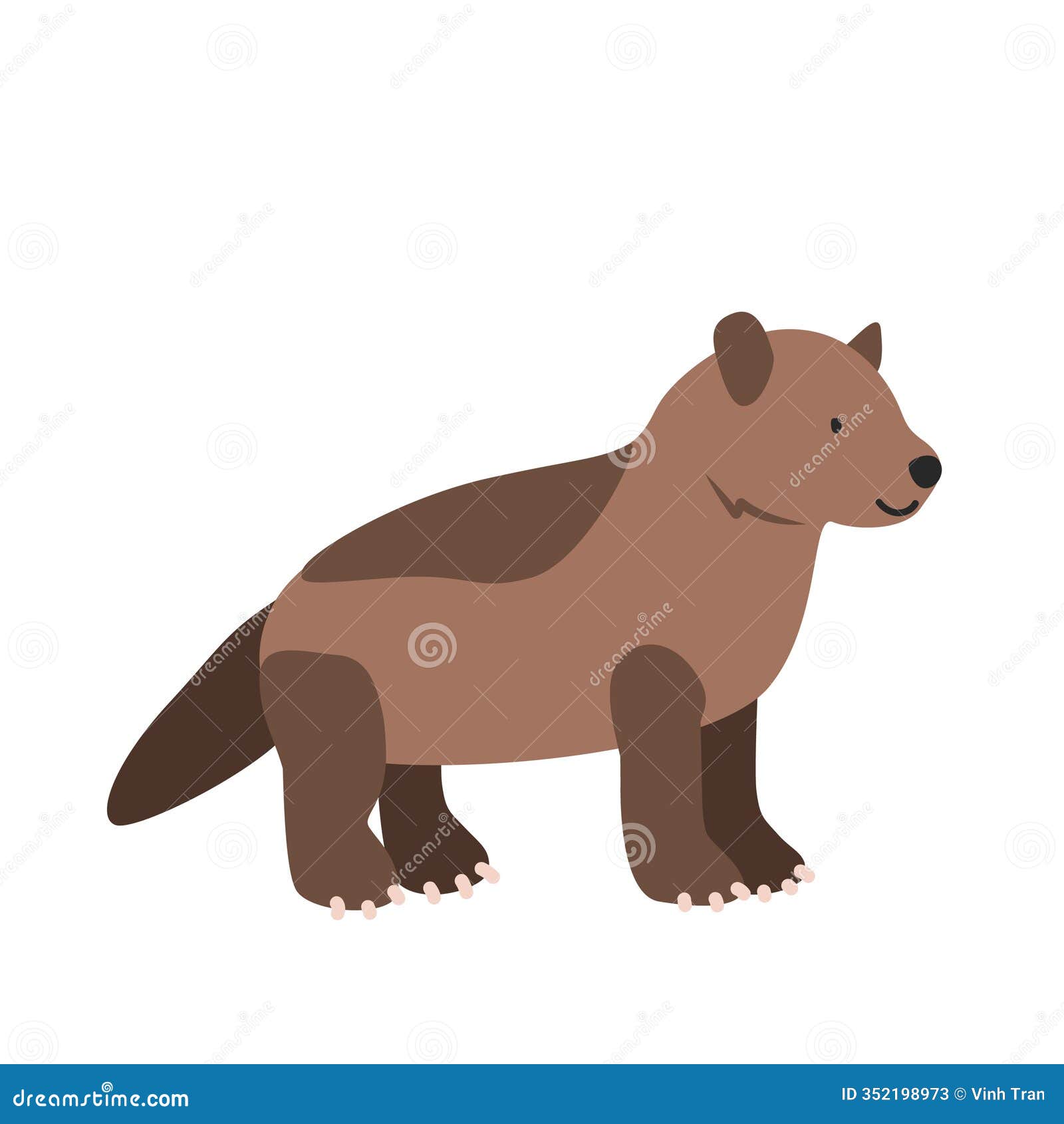 Cute Wolverine Cartoon Clipart. Wolverine Vector Illustration In Flat ...
