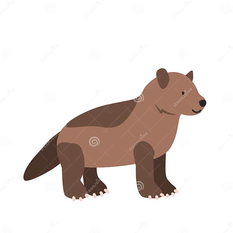 Cute Wolverine Cartoon Clipart. Wolverine Vector Illustration in Flat ...