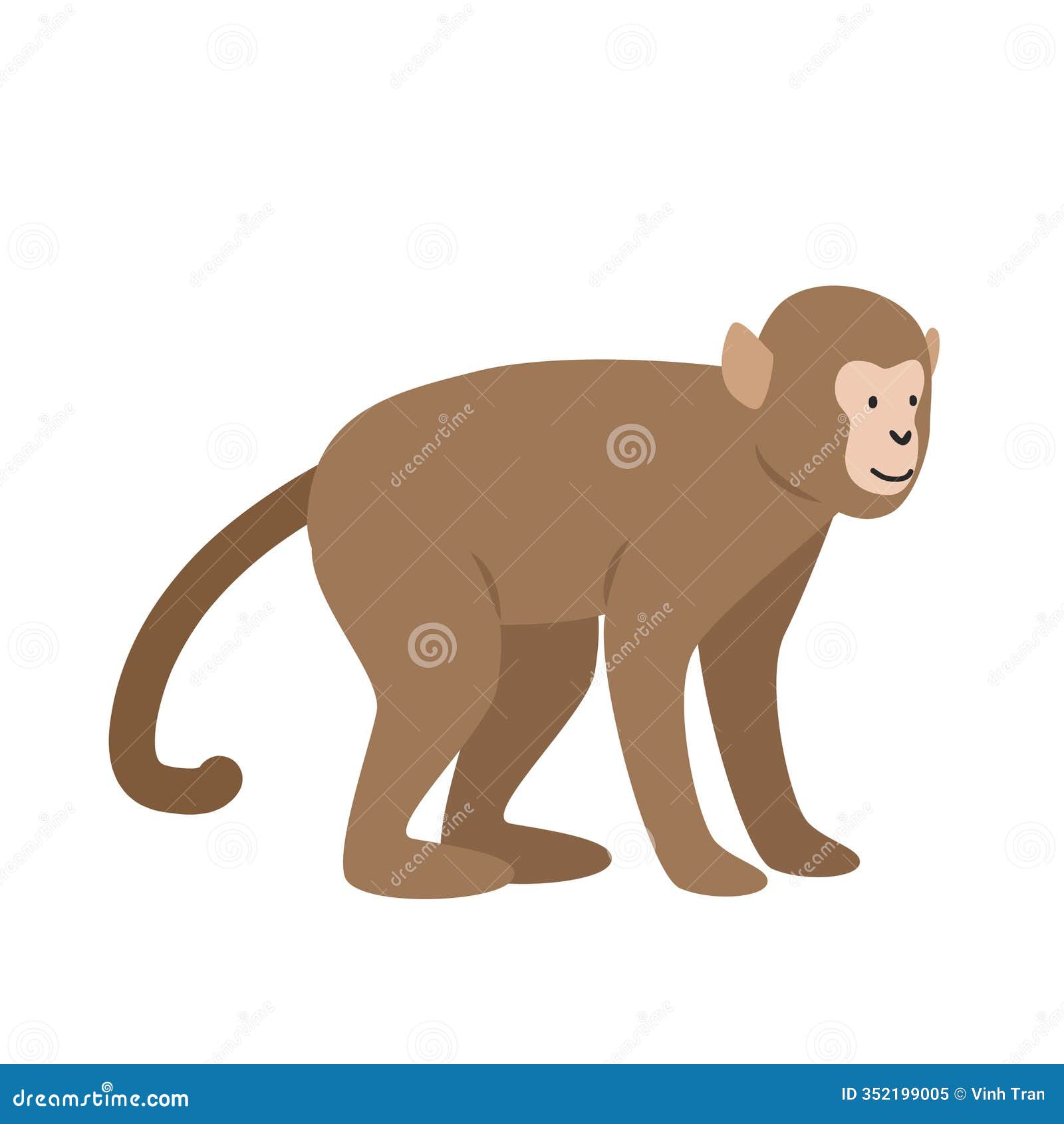 Cute Indochinese Rhesus Macaque Monkey Cartoon Clipart. Monkey Vector ...