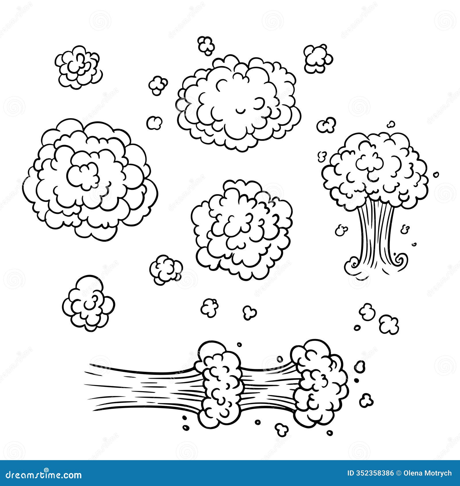 Outline Black and White Dust Cloud, for Drawing Motion and Speed Effect ...